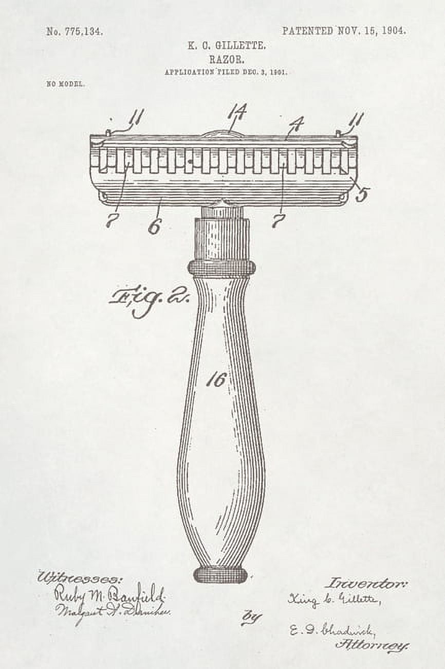 Gillette Razor Bathroom Patent Art Print - Walmart.com