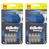 Gillette Sensor 3 Disposable Razor, Three Spring Mounted Blades, 8 ...
