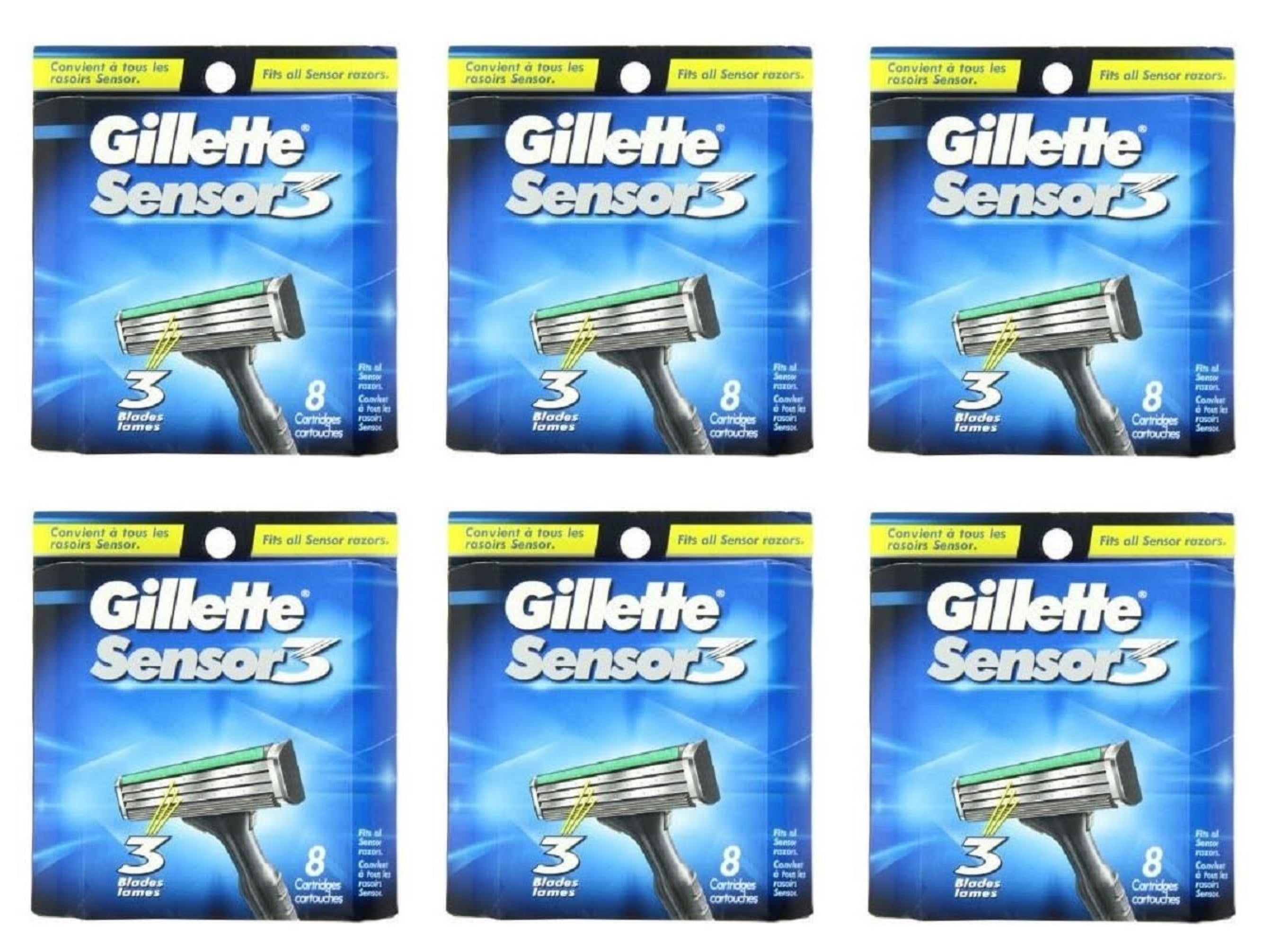 Gillette Sensor 3 Disposable Three Razor Blade Cartridges, 8 Count ...