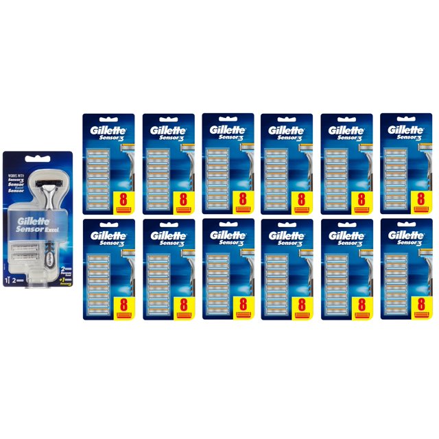Gillette Sensor 3 Refill Razor Blade Catridges, 8 count + Gillette ...