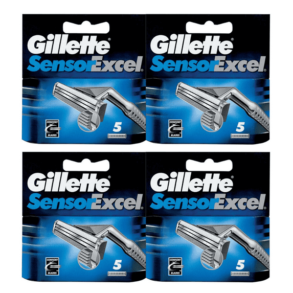Gillette Sensor Excel Razor Blade Refills, 20 Cartridges, Value Pack of ...
