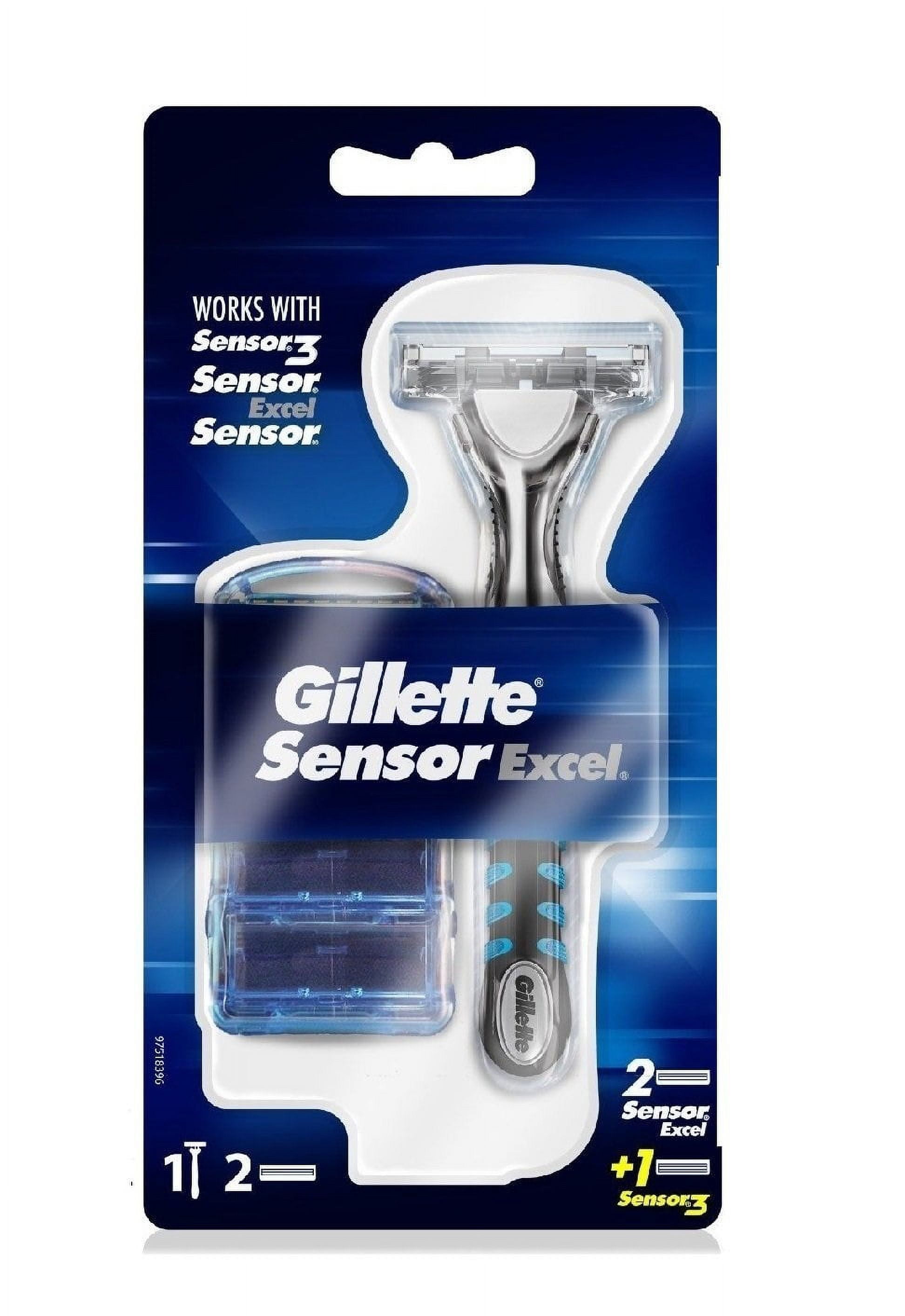 Gillette Sensor Excel Razor, 2 Sensor Excel Cartridges, 1 Sensor3 ...