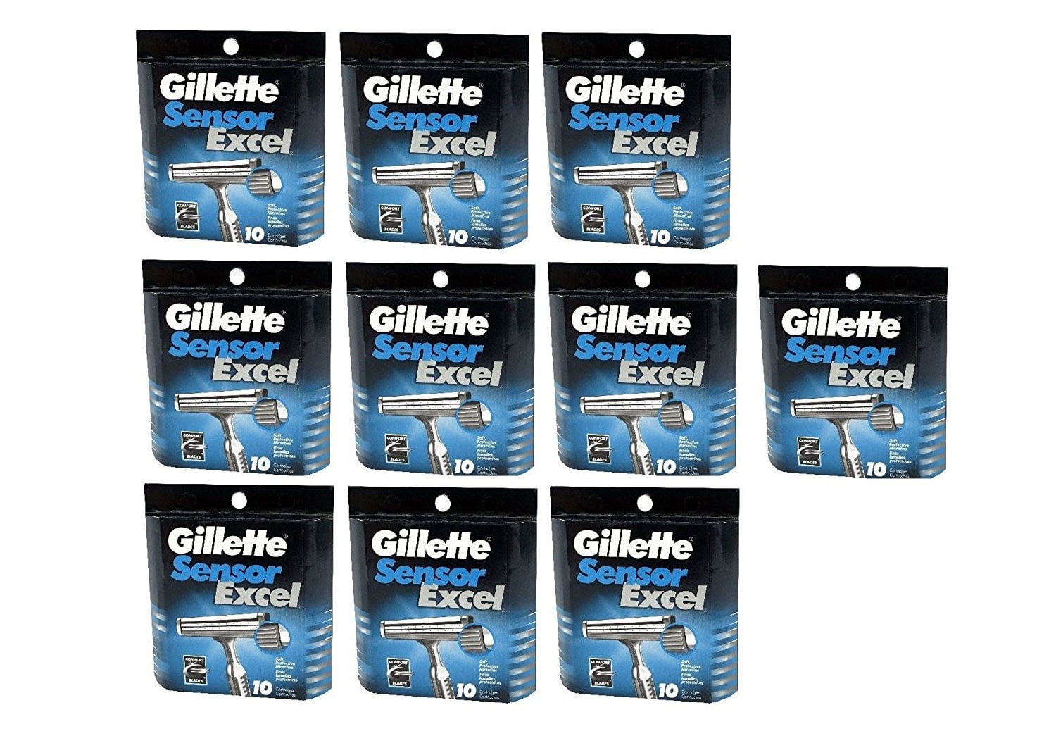 Gillette Sensor Excel Refill Blade Cartridges with Soft Microfins, 10 ...