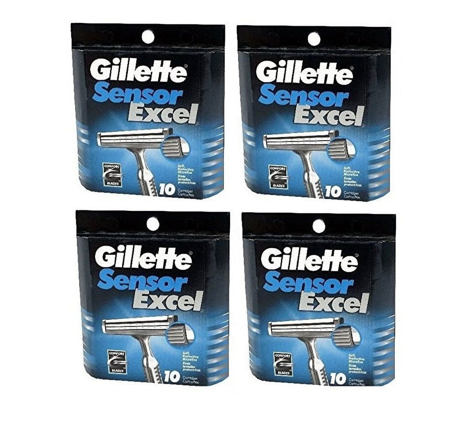 Gillette Sensor Excel Razor Blade Cartridges, 10 Ct. Refills (Pack of 4 ...