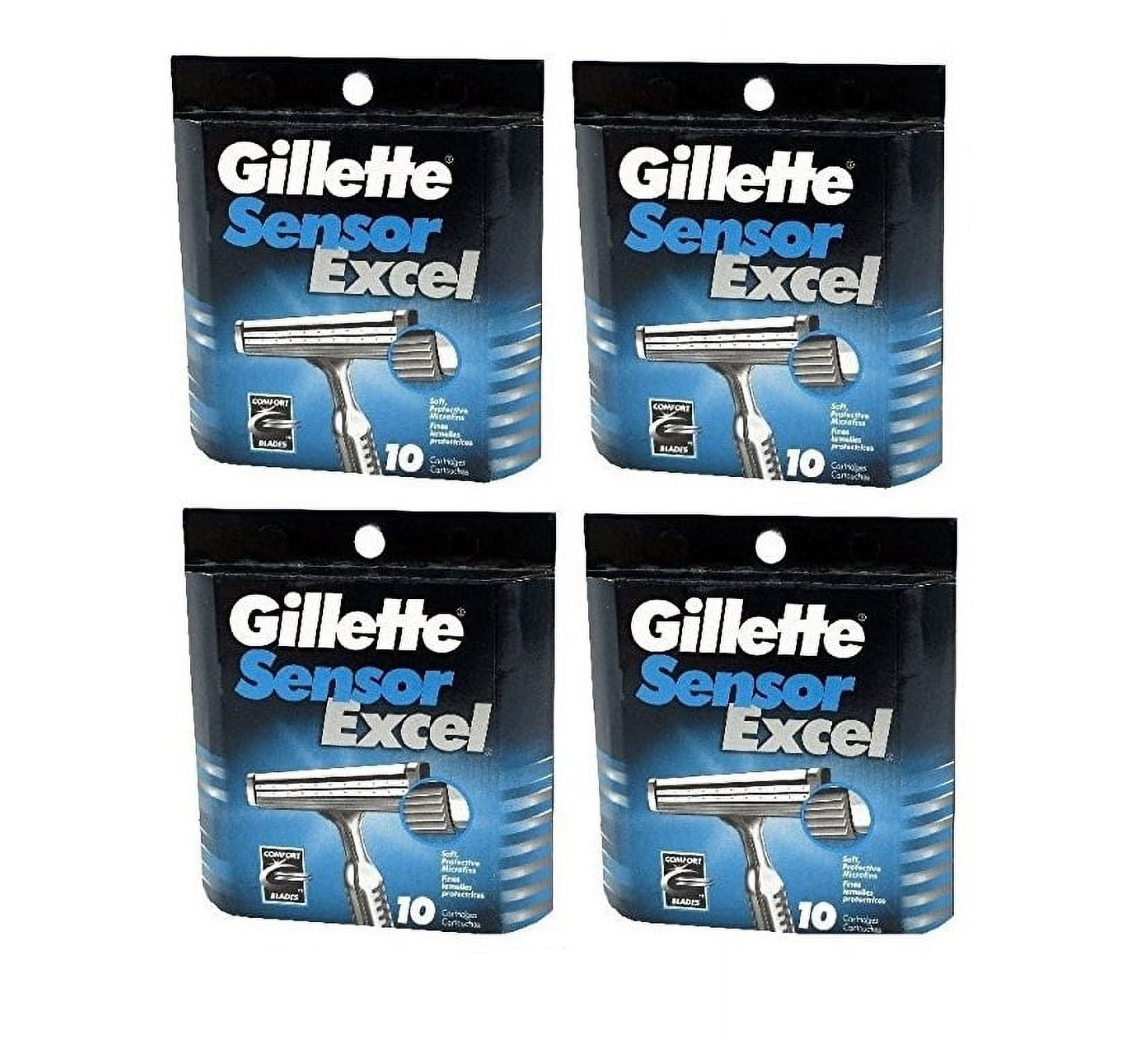 Gillette Sensor Excel Razor Blade Cartridges, 10 Ct. Refills (Pack of 4 ...