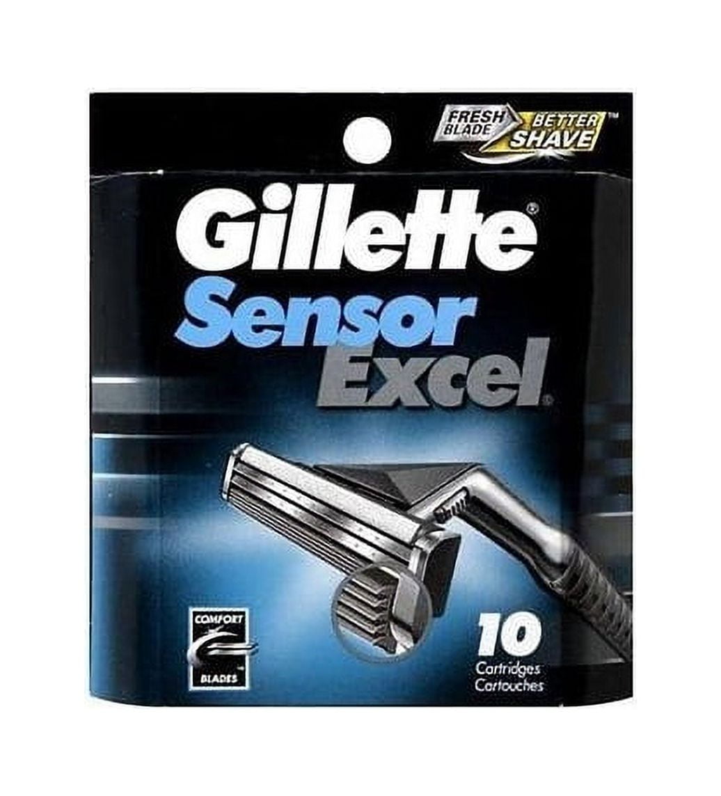 Gillette Sensor Excel, 10 Pack Refill Cartridges + LA Cross Blemish ...