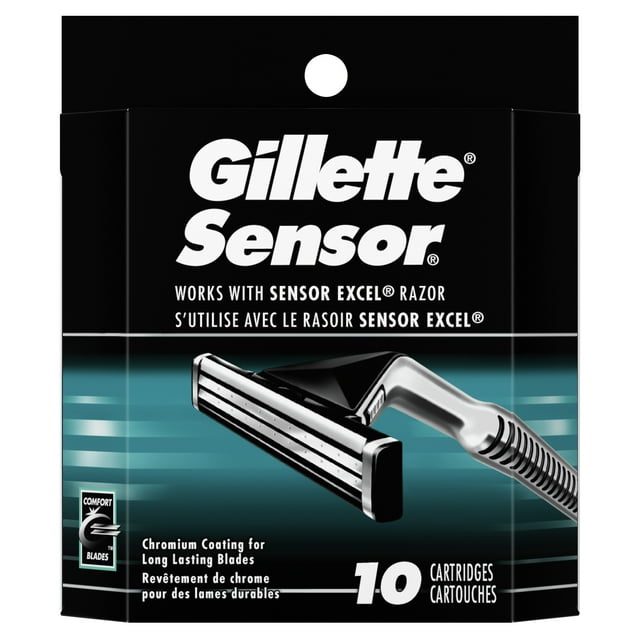 Gillette Sensor Men's Razor Blade Refills, 10 Count, Self-Adjusting ...