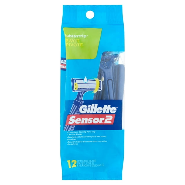 Gillette Sensor2 Pivoting Head + Lubrastrip Men's Disposable Razors, 12 ...