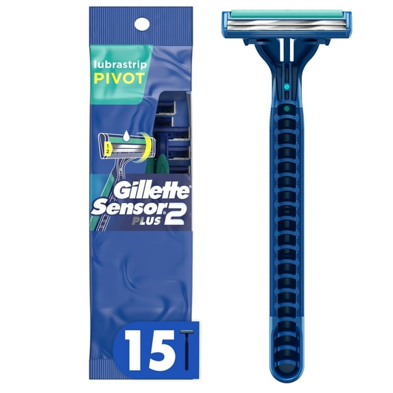 Gillette Sensor2 Plus Pivoting Head Men's Disposable Razors, 15 Count ...