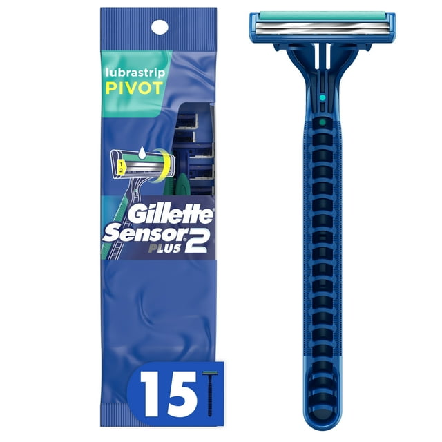 Gillette Sensor2 Plus Pivoting Head Men's Disposable Razors, 15 Count ...