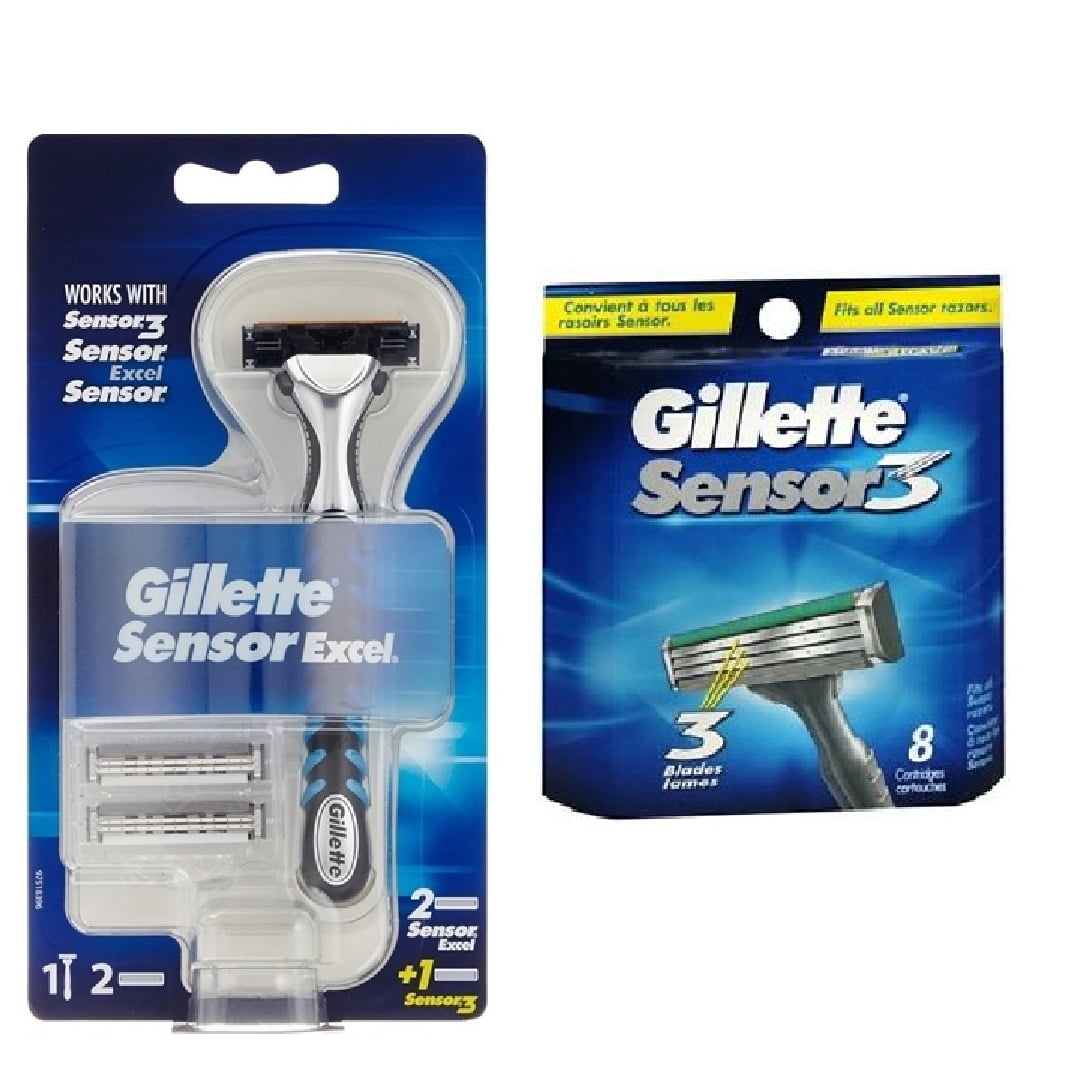 Gillette Sensor3 Razor Handle + Sensor 3 Refill Blades, 8 Count + 3 ...