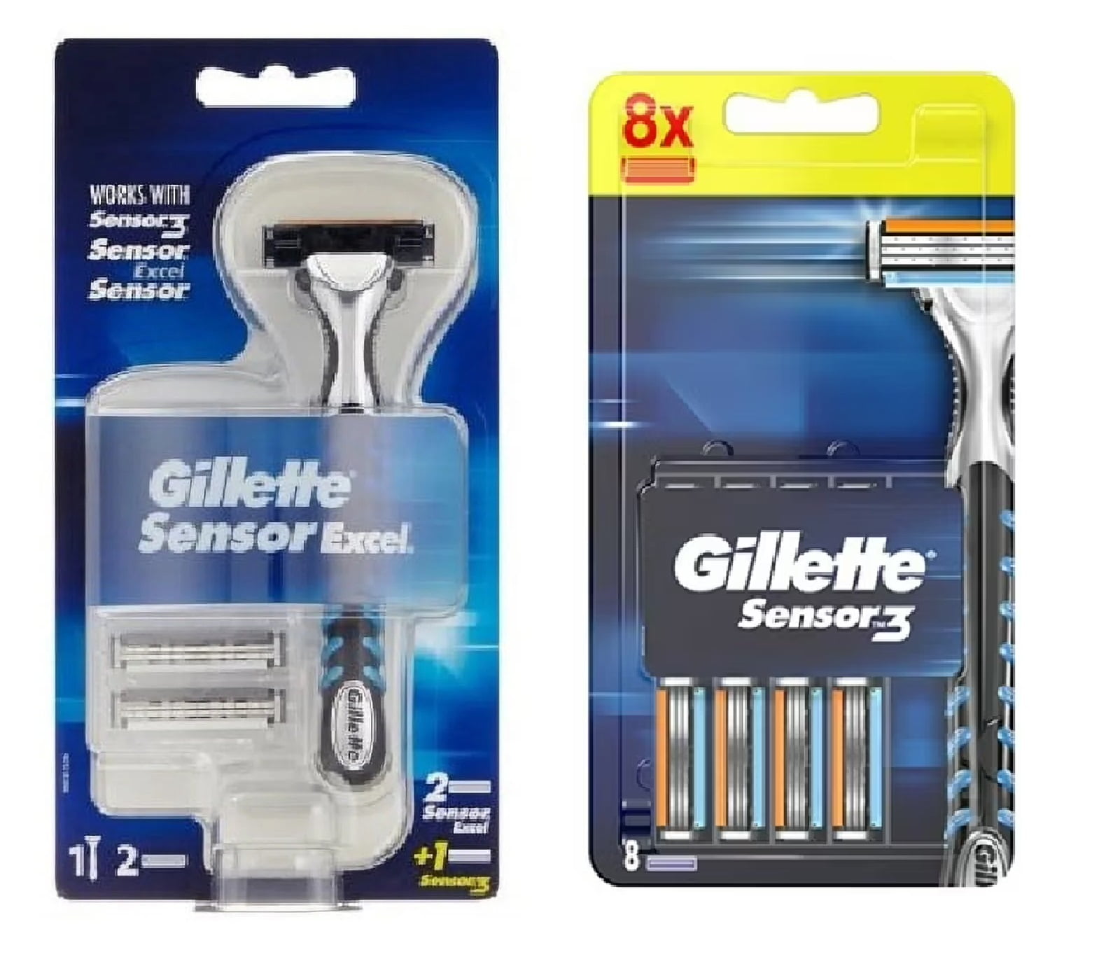 Gillette Sensor3 Razor Handle + Sensor 3 Refill Blades, 8 Count ...
