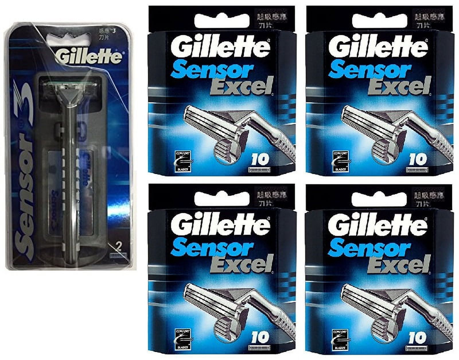 Gillette Sensor3 Razor Handle + Sensor Excel Refill Blades, 40 Count ...