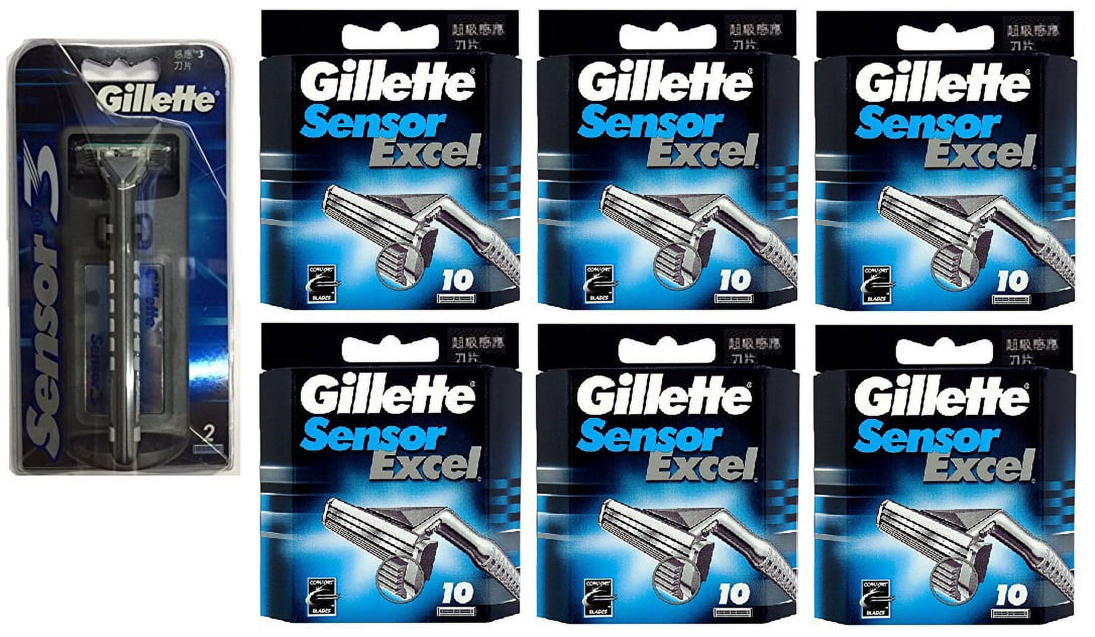 Gillette Sensor3 Razor Handle with Durable Sensor Excel Refill Blades ...