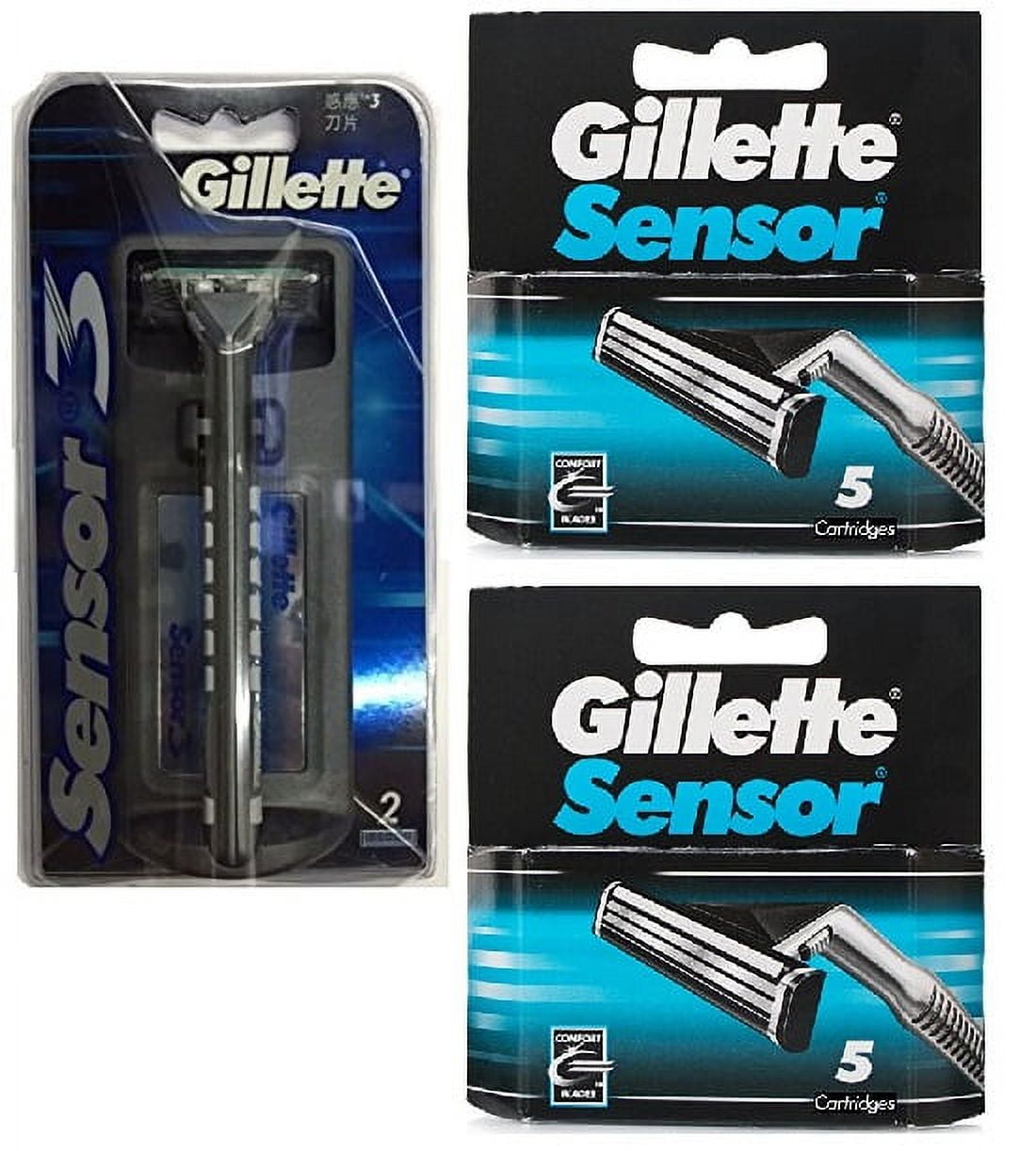 Gillette Sensor3 Razor Handle with 10 Count Sensor Refill Blades and 3 ...