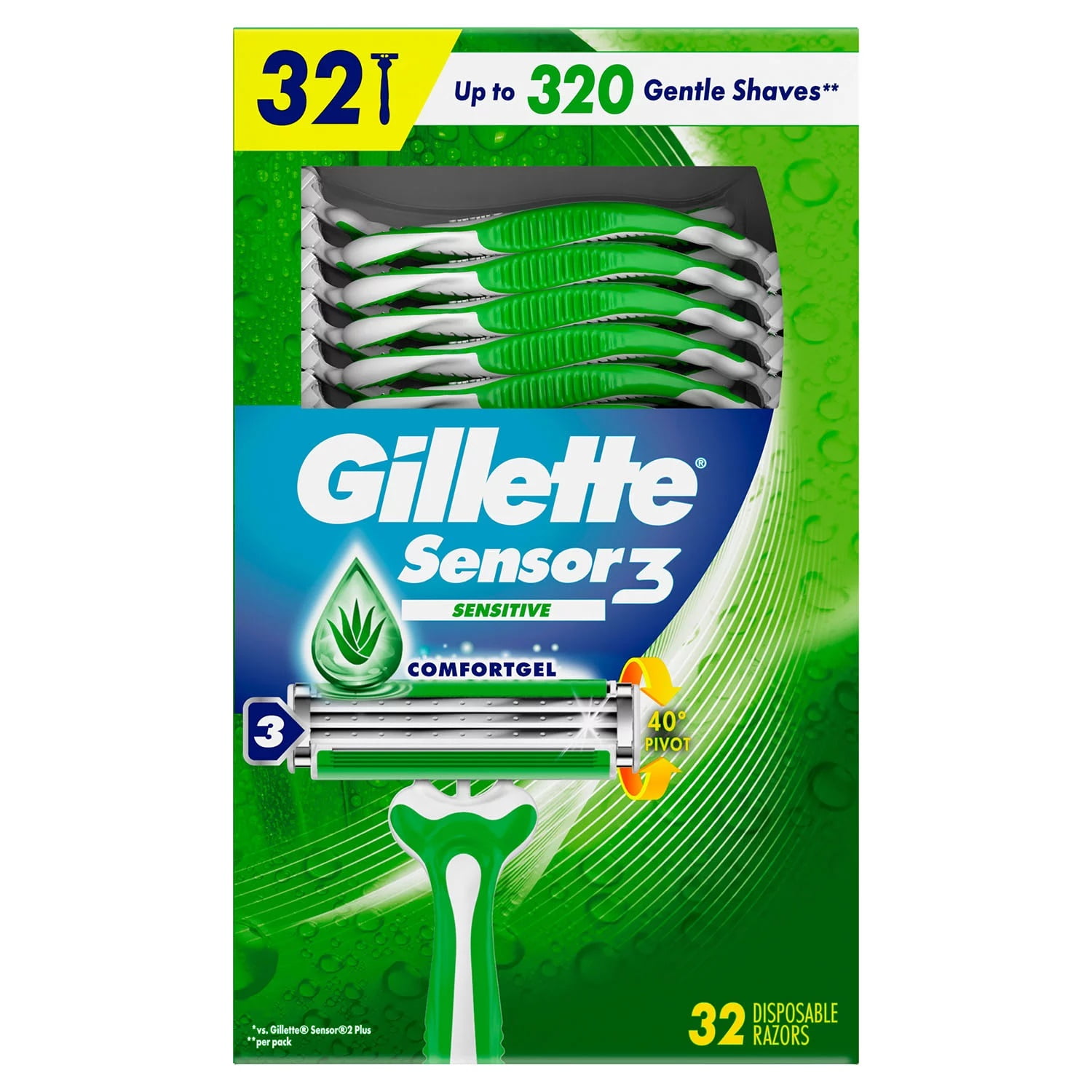 Gillette Sensor3 Sensitive Men's Disposable Razor (32 ct.) - Walmart.com