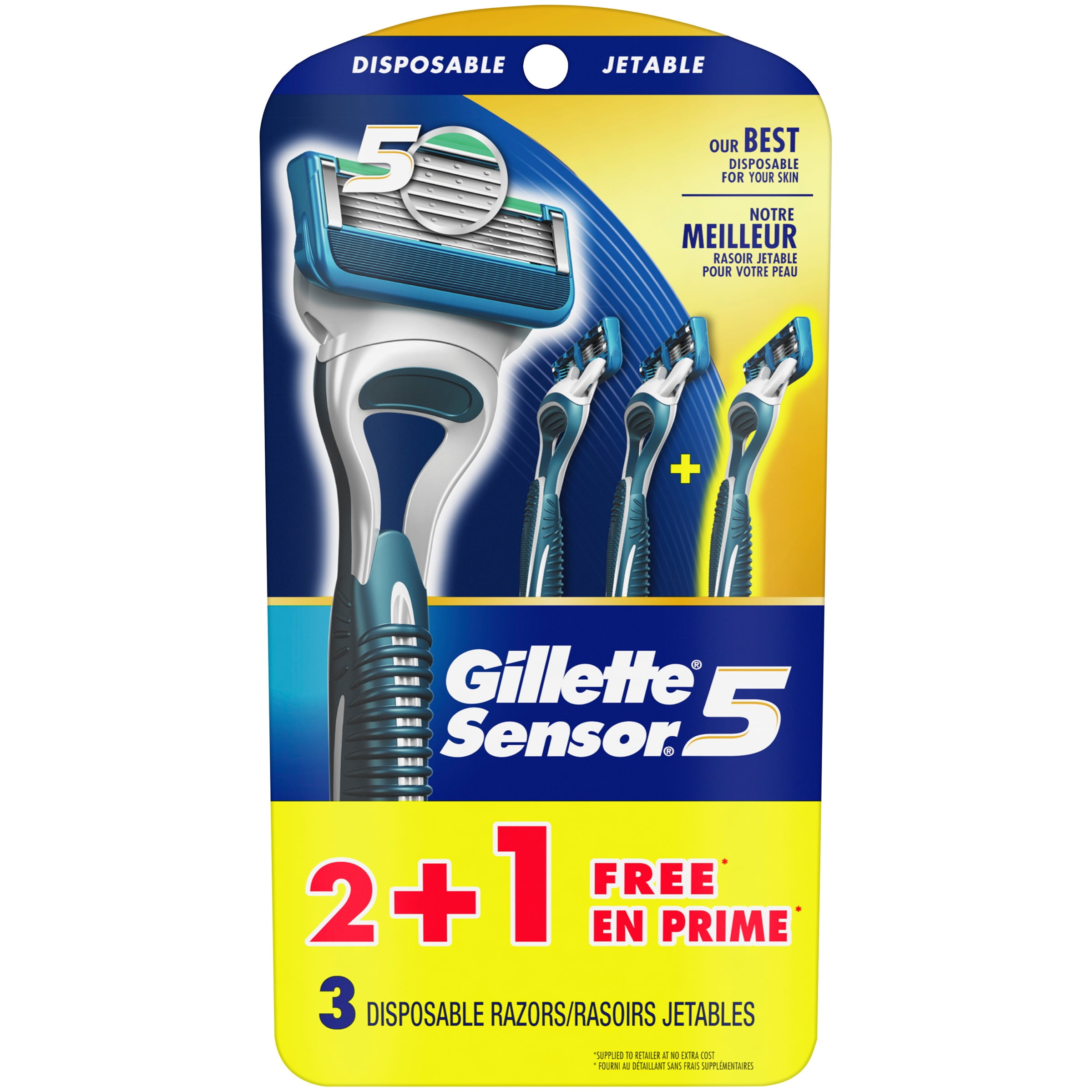 Gillette Sensor5 Men's Disposable Razors, Pack of 2 + 1 Free Bonus ...