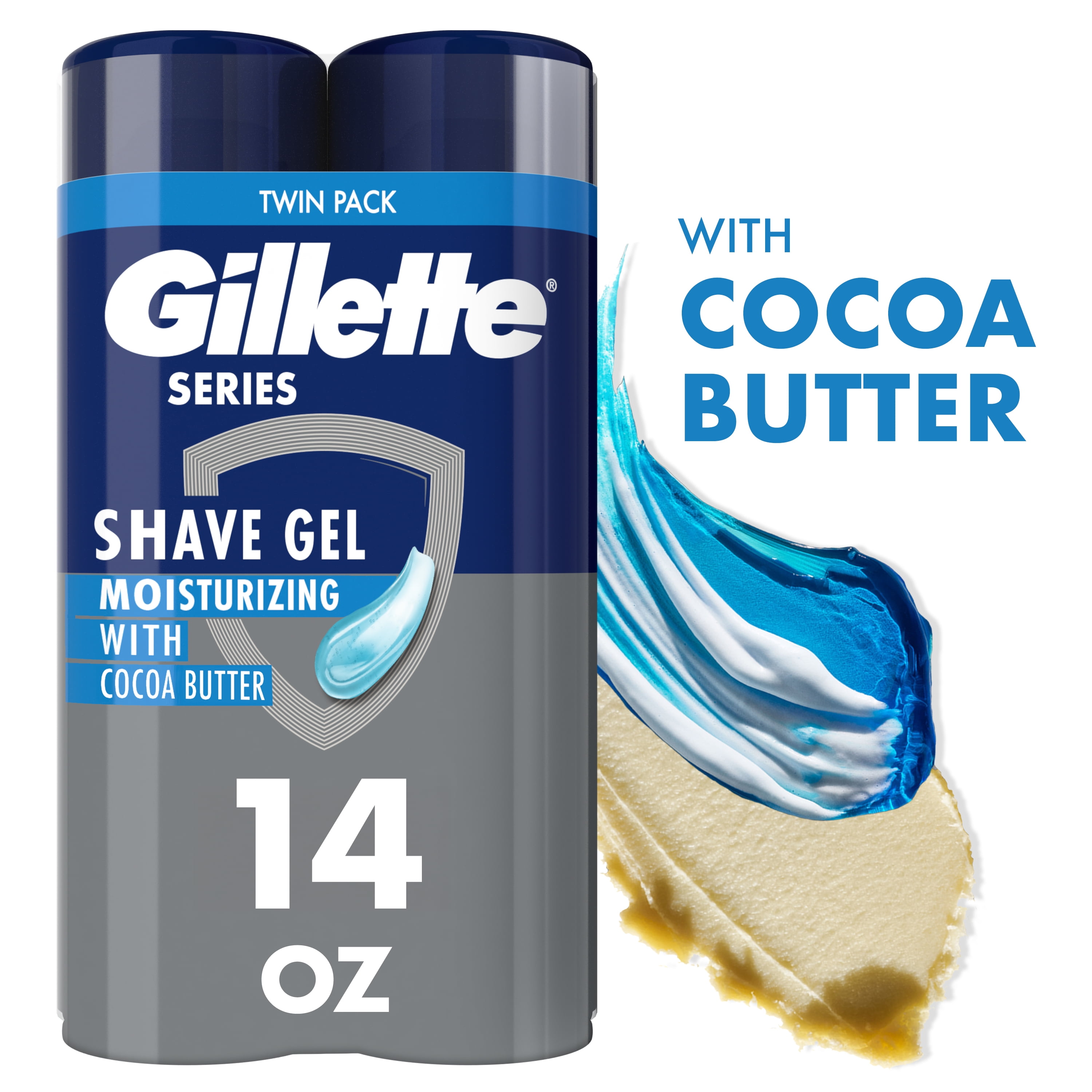 Gillette Series Moisturizing Shave Gel for Men with Cocoa Butter, Twin ...