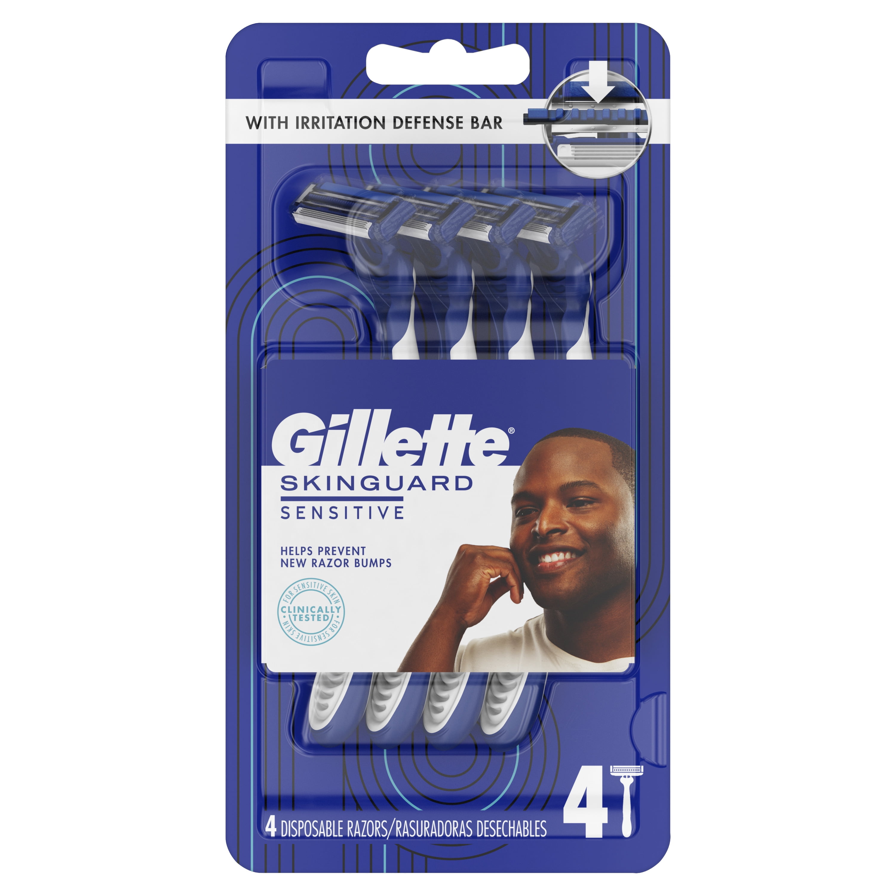 Gillette Skin Guard Sensitive Disposable Razors for Men, Blue, 4 Razors ...