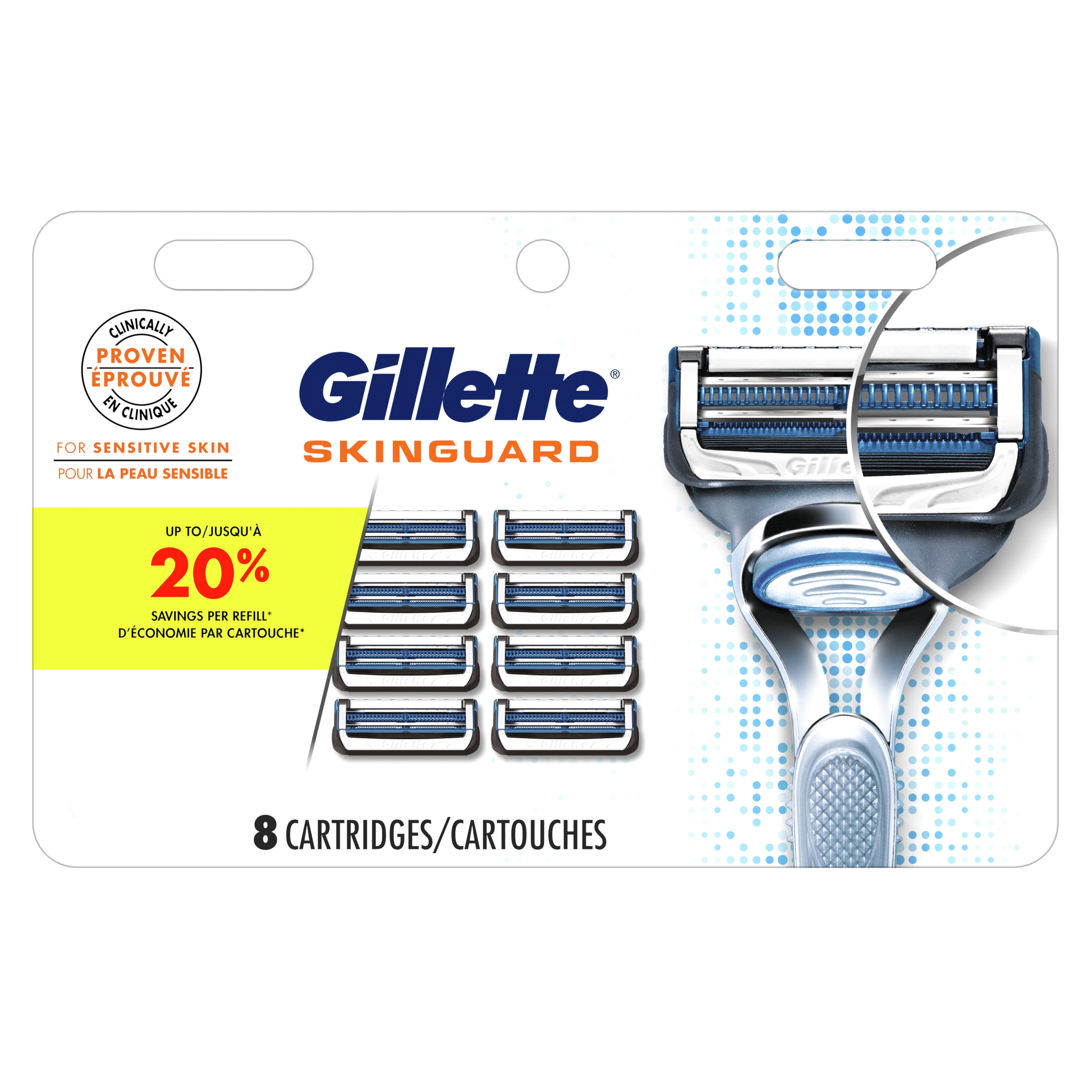 Gillette SkinGuard Men's Razor Blade Refills, 8 Cartridges, Lubrication ...