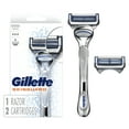 Gillette SkinGuard Men's Razor Handle and 2 Blade Refills, Silver ...