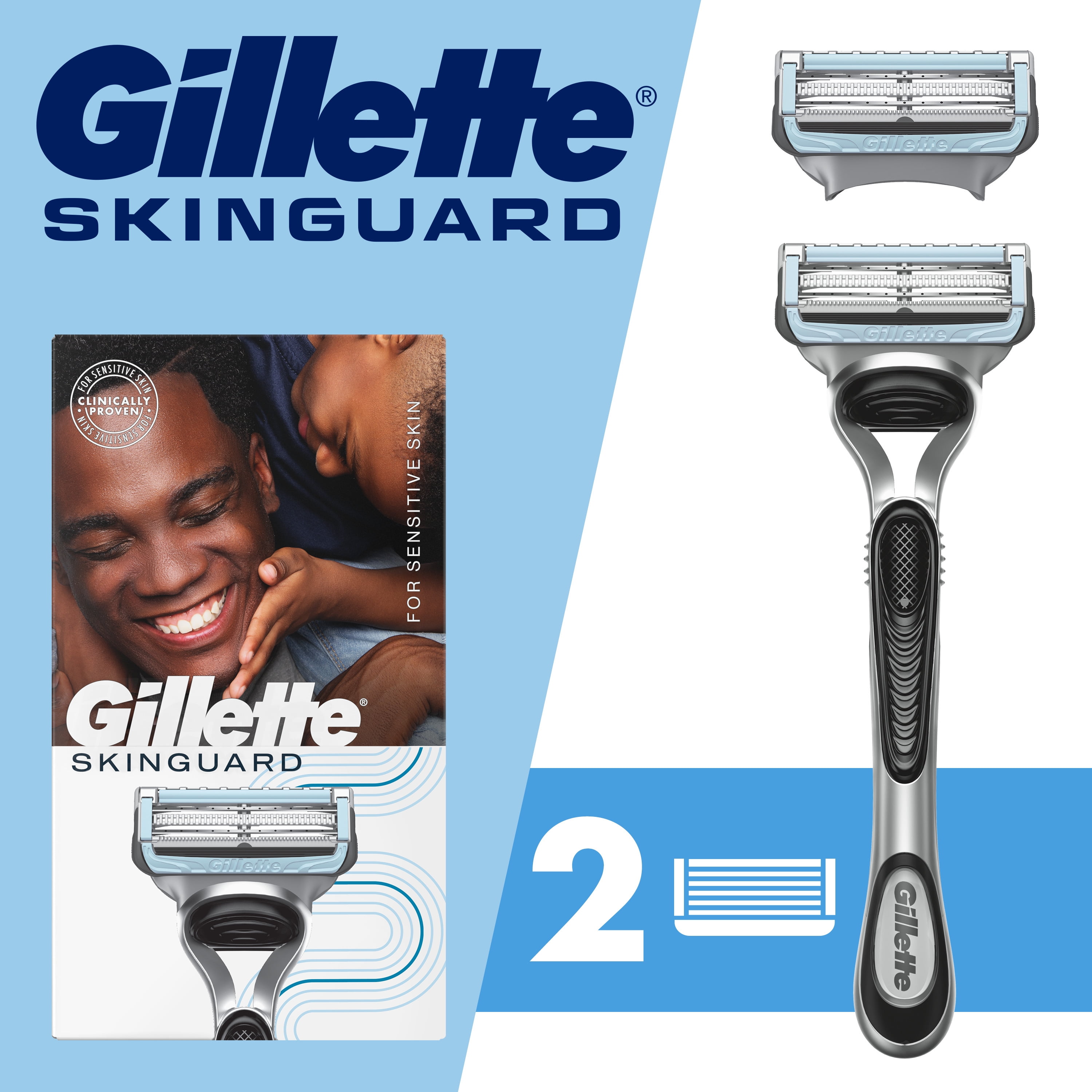Gillette SkinGuard Men's Razor Handle and 2 Blade Refills - Walmart.com