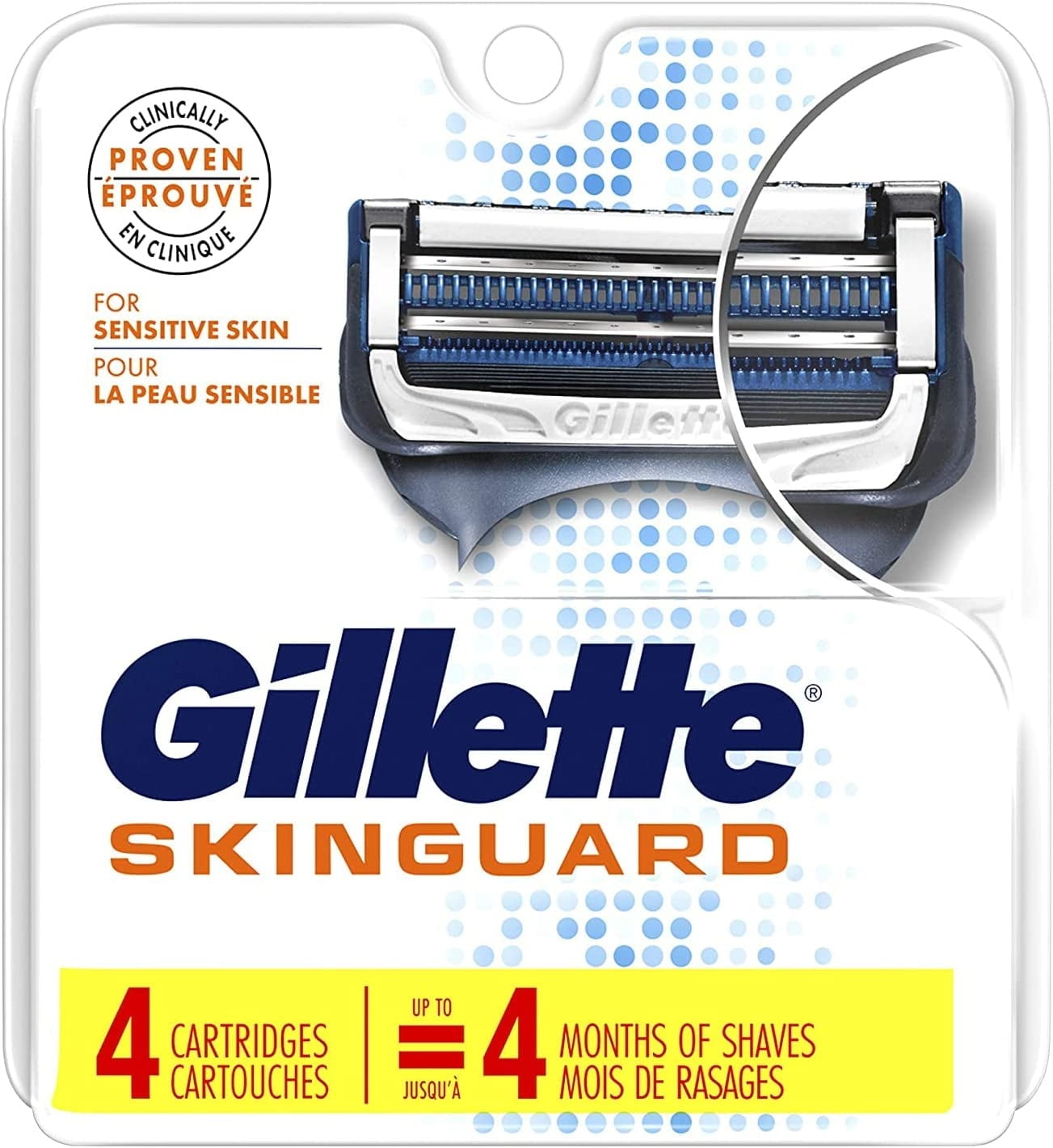 Gillette Skinguard Sensitive Razor Blade Refills, 4 ct, Lubricated for ...