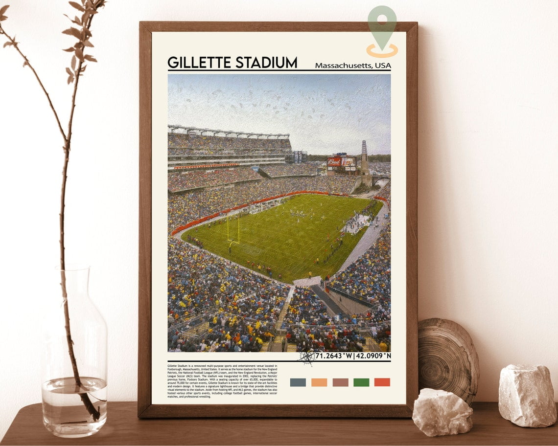 Gillette Stadium Print, Gillette Stadium Poster, Gillette Stadium ...