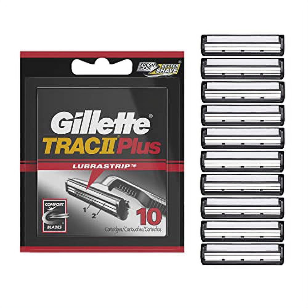 Gillette TRAC II Plus .. Mens Razor Blade Refills, .. 10 Count ...