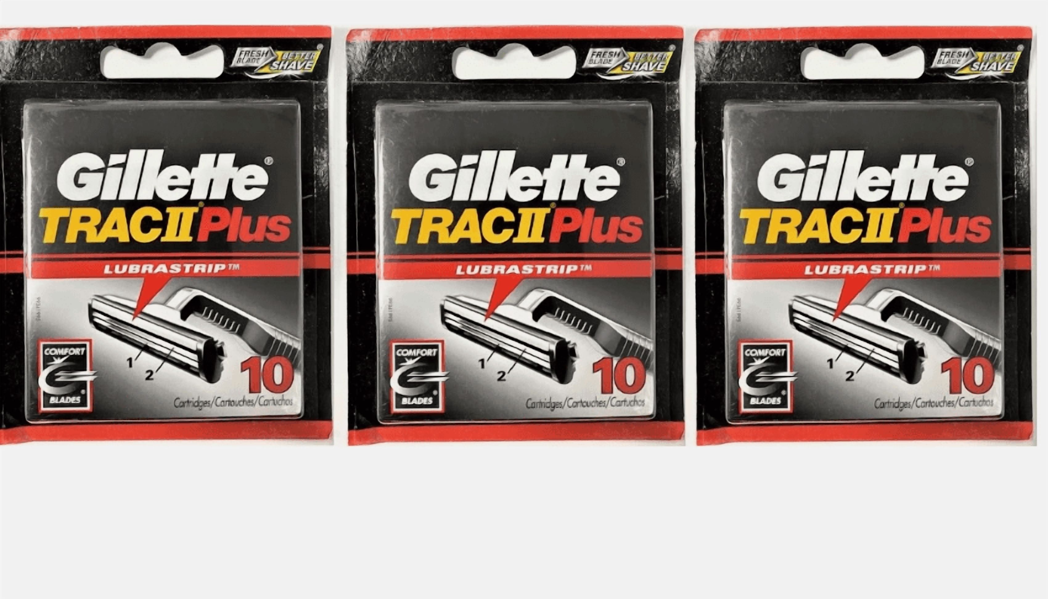 Gillette Trac II Plus Lubrastrip Shaving Refill Cartridges - 10 Ea, 3 ...