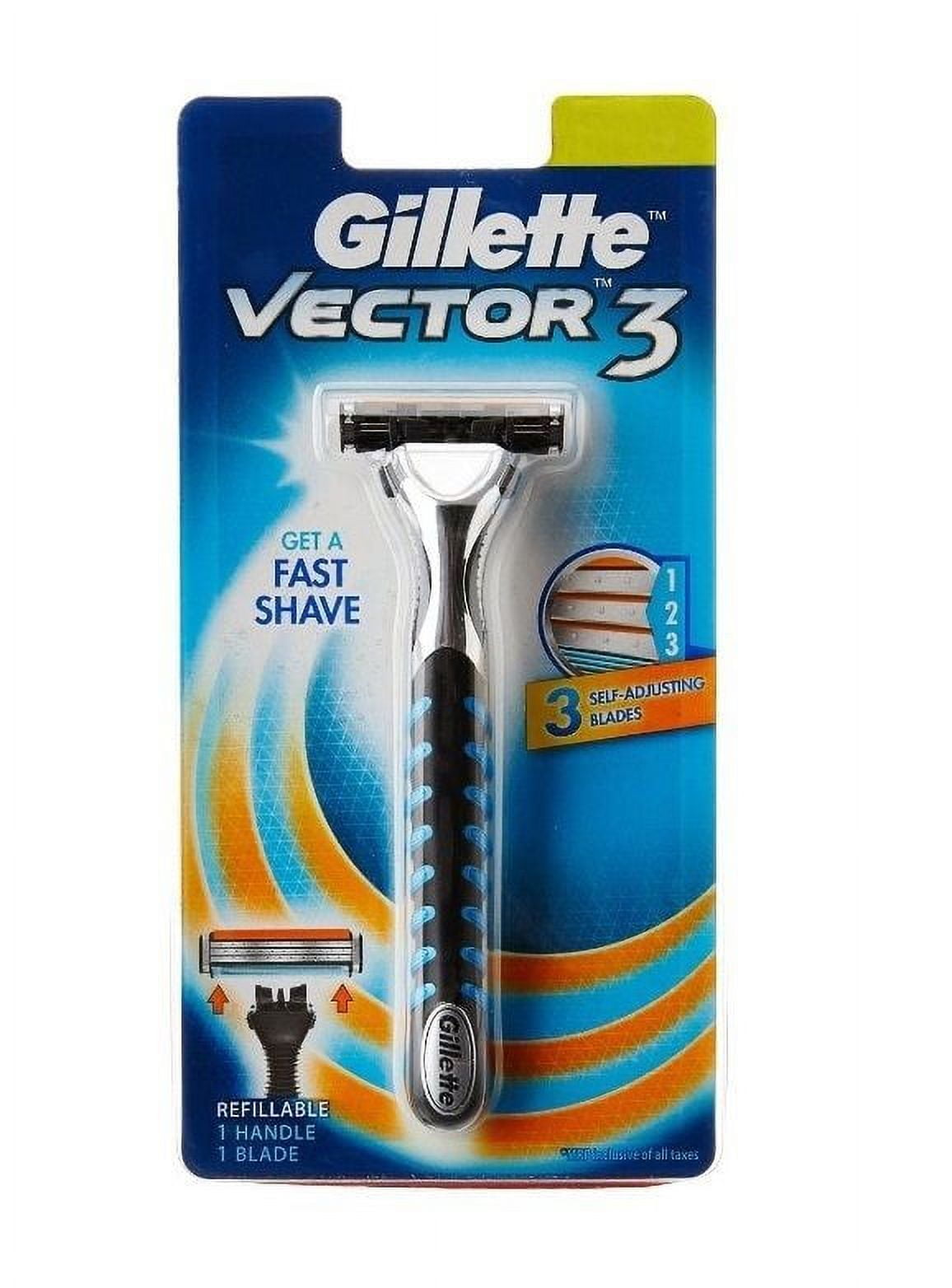 Gillette Vector 3 Razor Handle with 1 Refill Blade + 3 Count Eyebrow ...