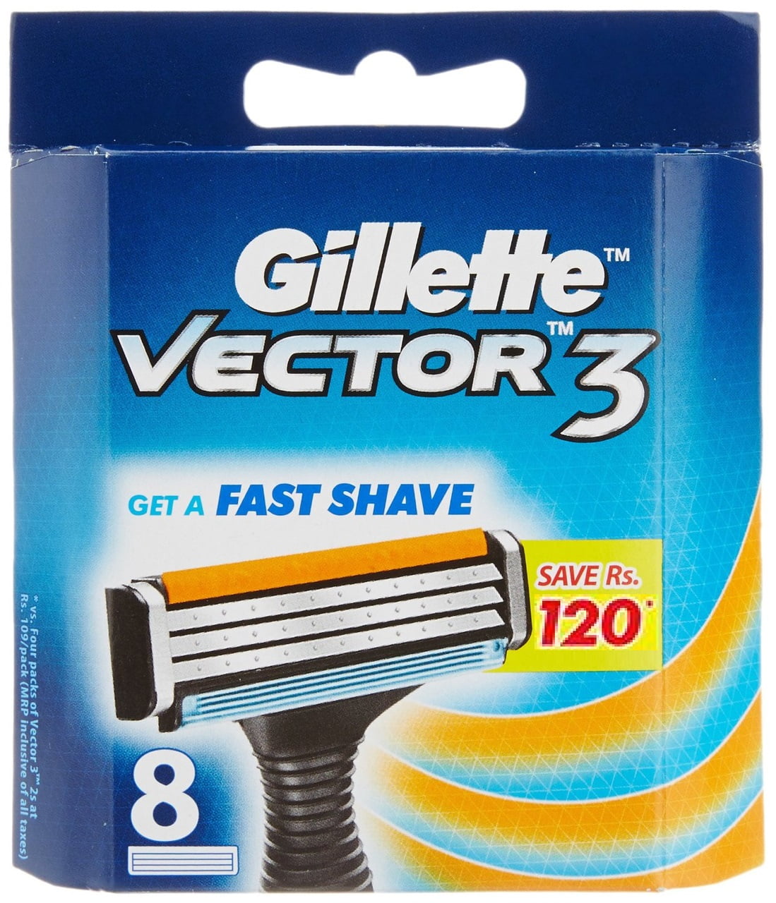 Gillette Vector 3 Refill Blades, 8 Count, Advanced Lubricant Strip, 3 ...