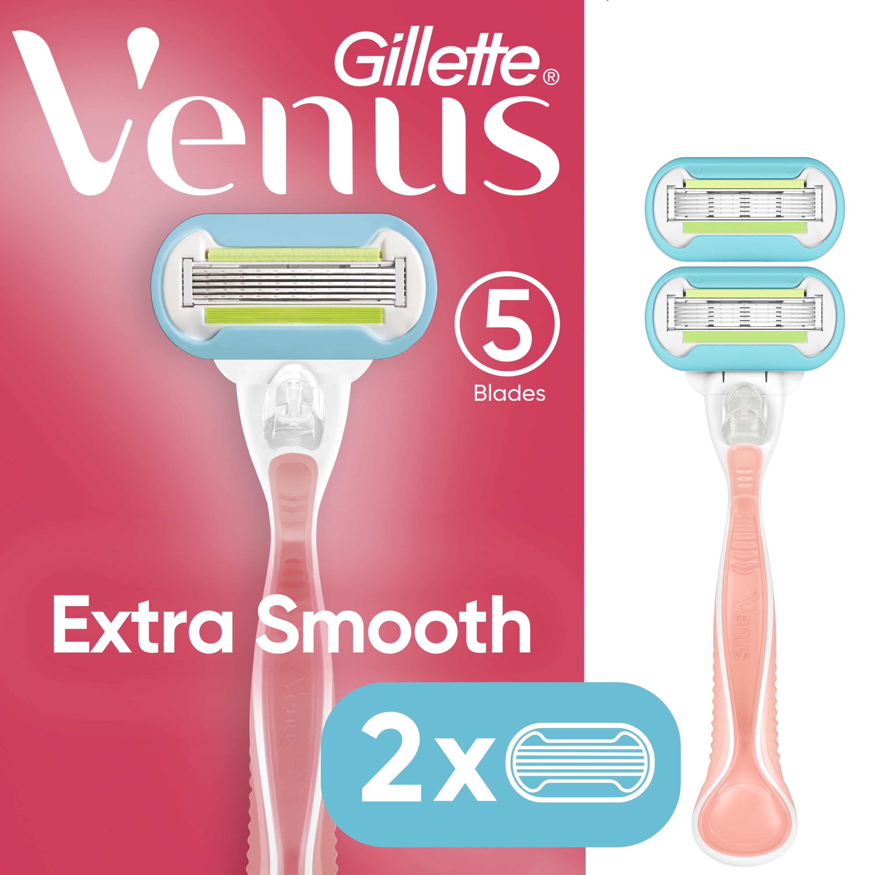 Venus Extra Smooth Razor for Women, 5 blades, Manual Razor, Handle + 2 ...