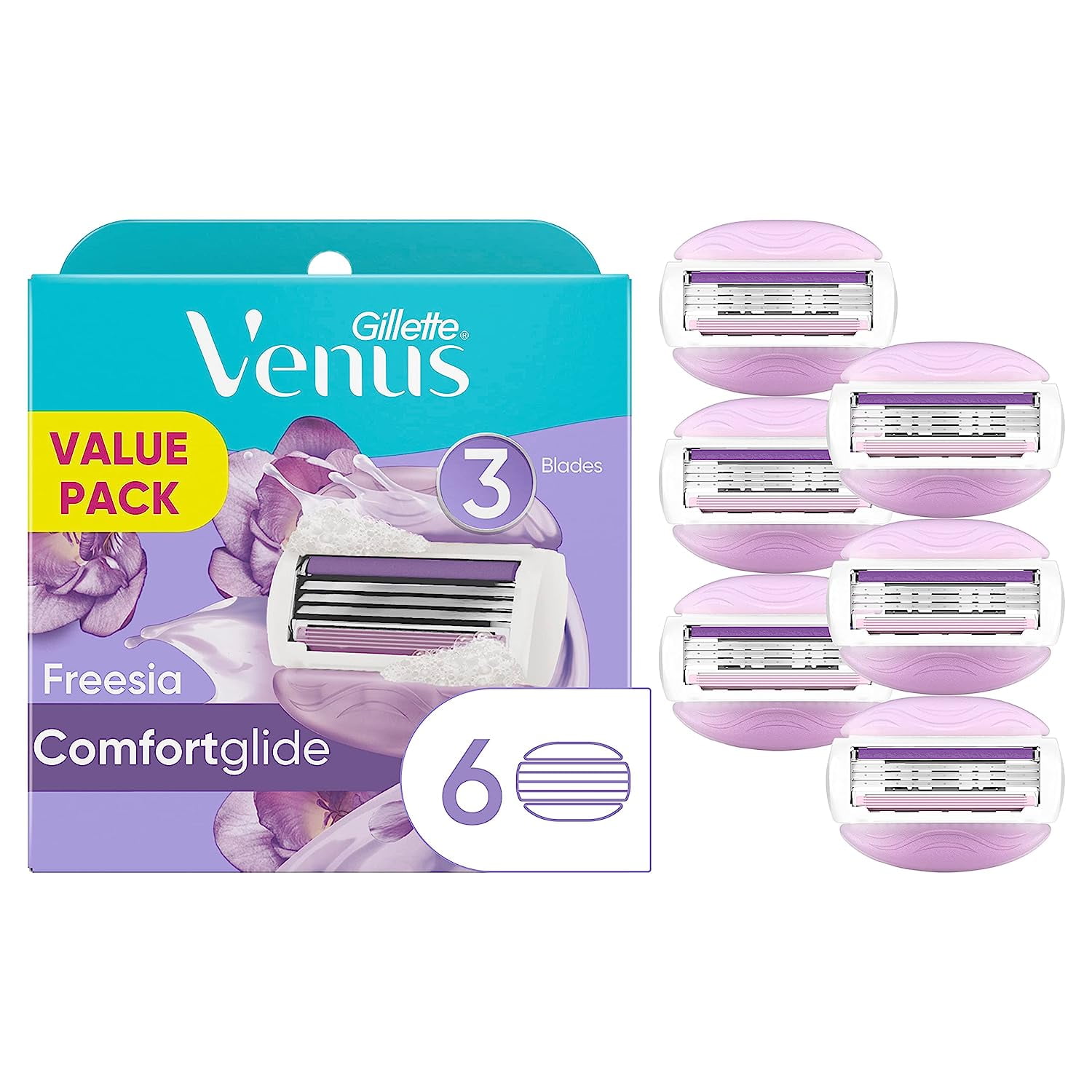 Gillette Venus ComfortGlide Freesia Smooth Women's Razor Blade Refills ...