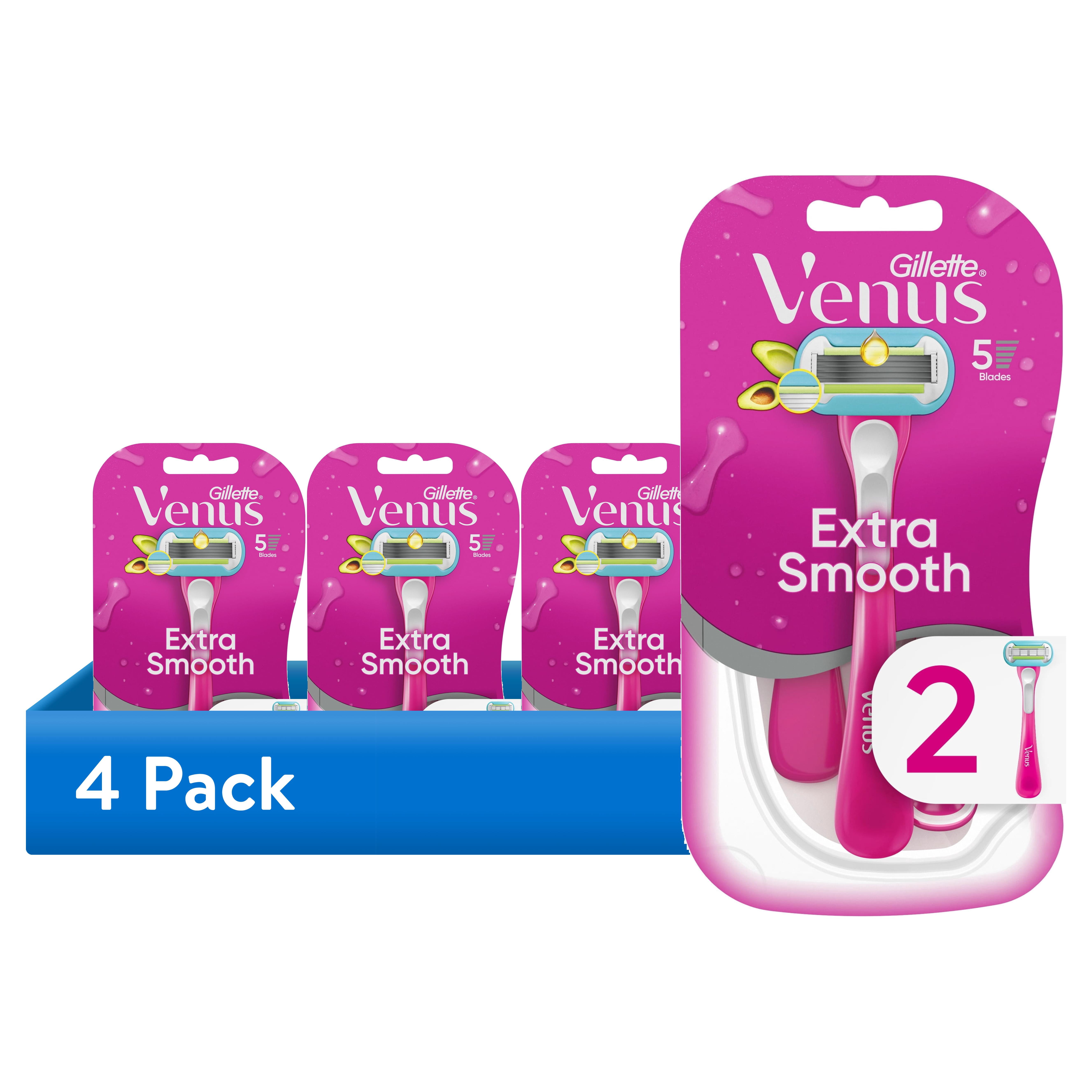 (4 pack) Gillette Venus Extra Smooth Green Disposable Women's Razors, 2 ...