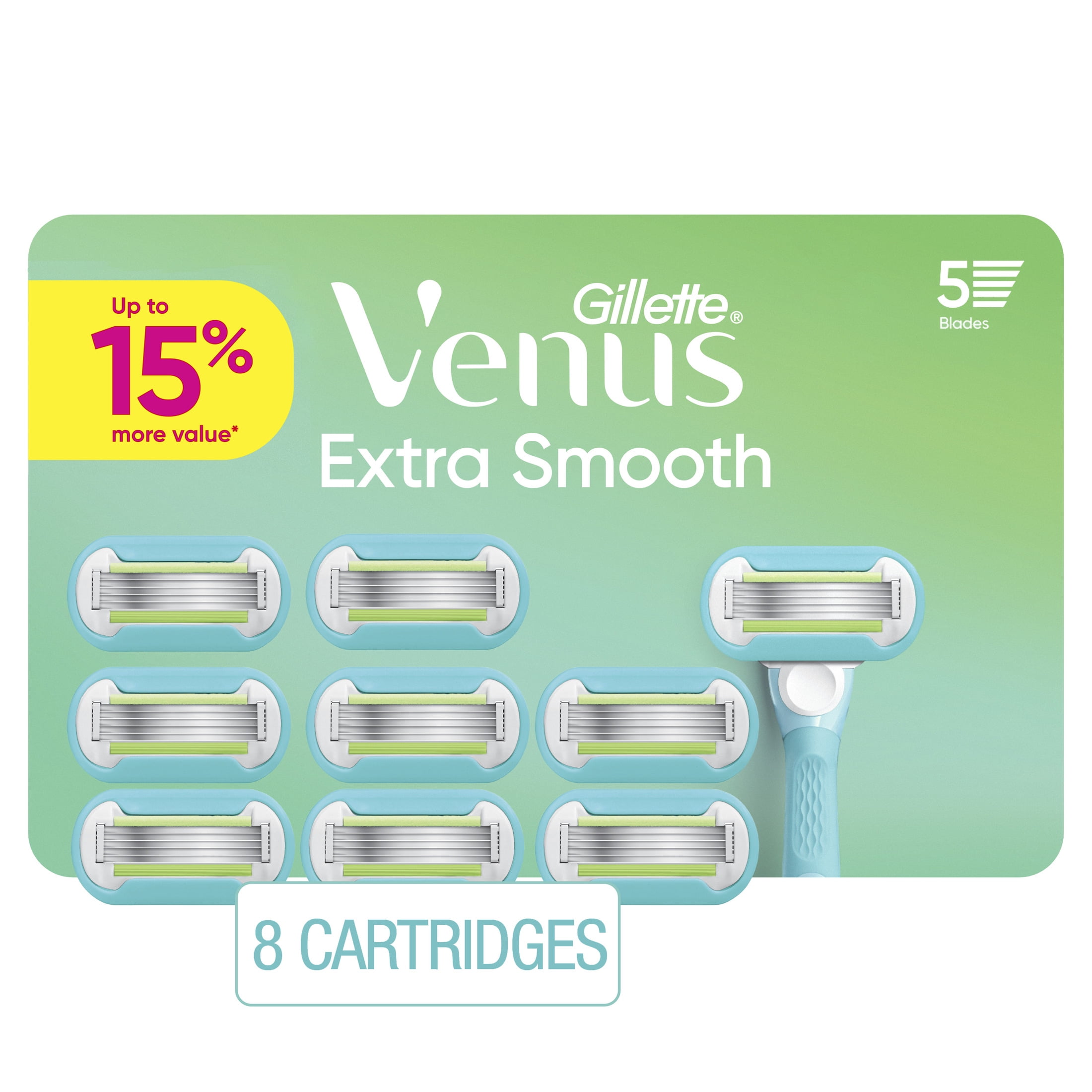 Venus Extra Smooth Women's Razor Blade Refills, 8 Count, 5-Blade, Long ...