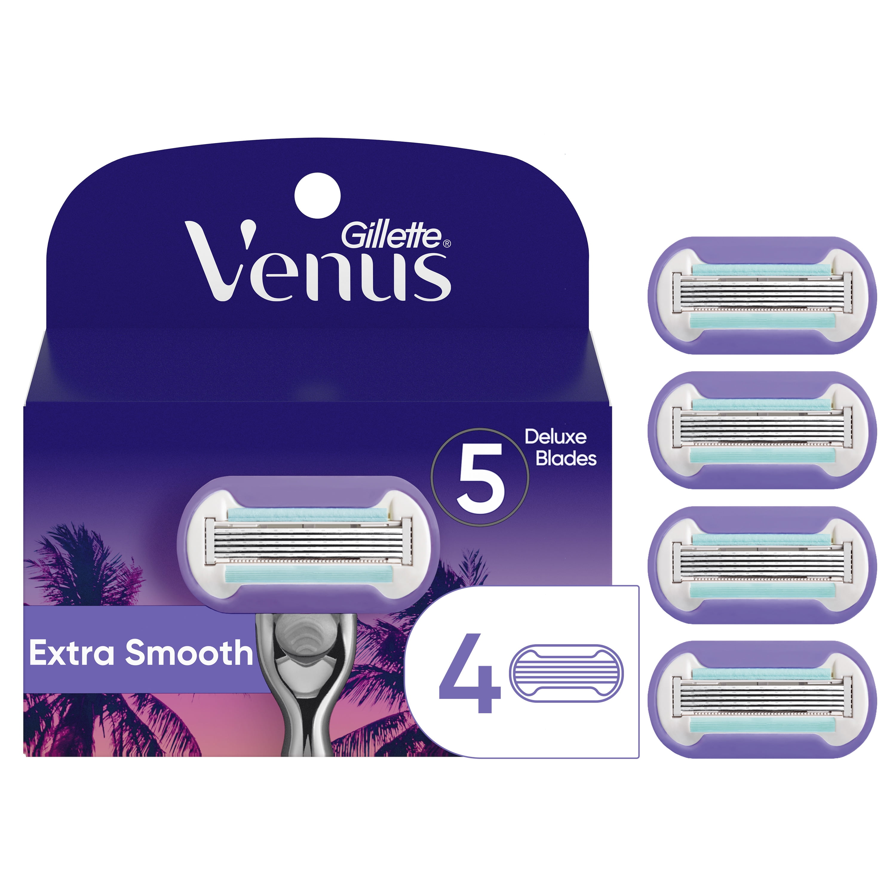 Gillette Venus Miami Midnight Extra Smooth Women's Razor Refills, 4 ct ...