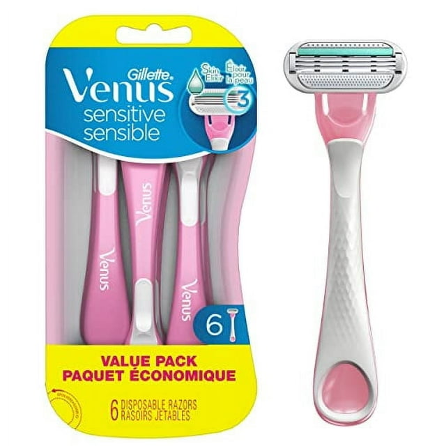 Gillette Venus Sensitive Skin Shavers with Disposable Blades for Women ...