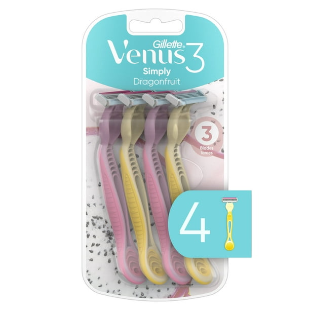 Gillette Venus Simply 3 Dragonfruit Women's Disposable Razor, 4 Count ...