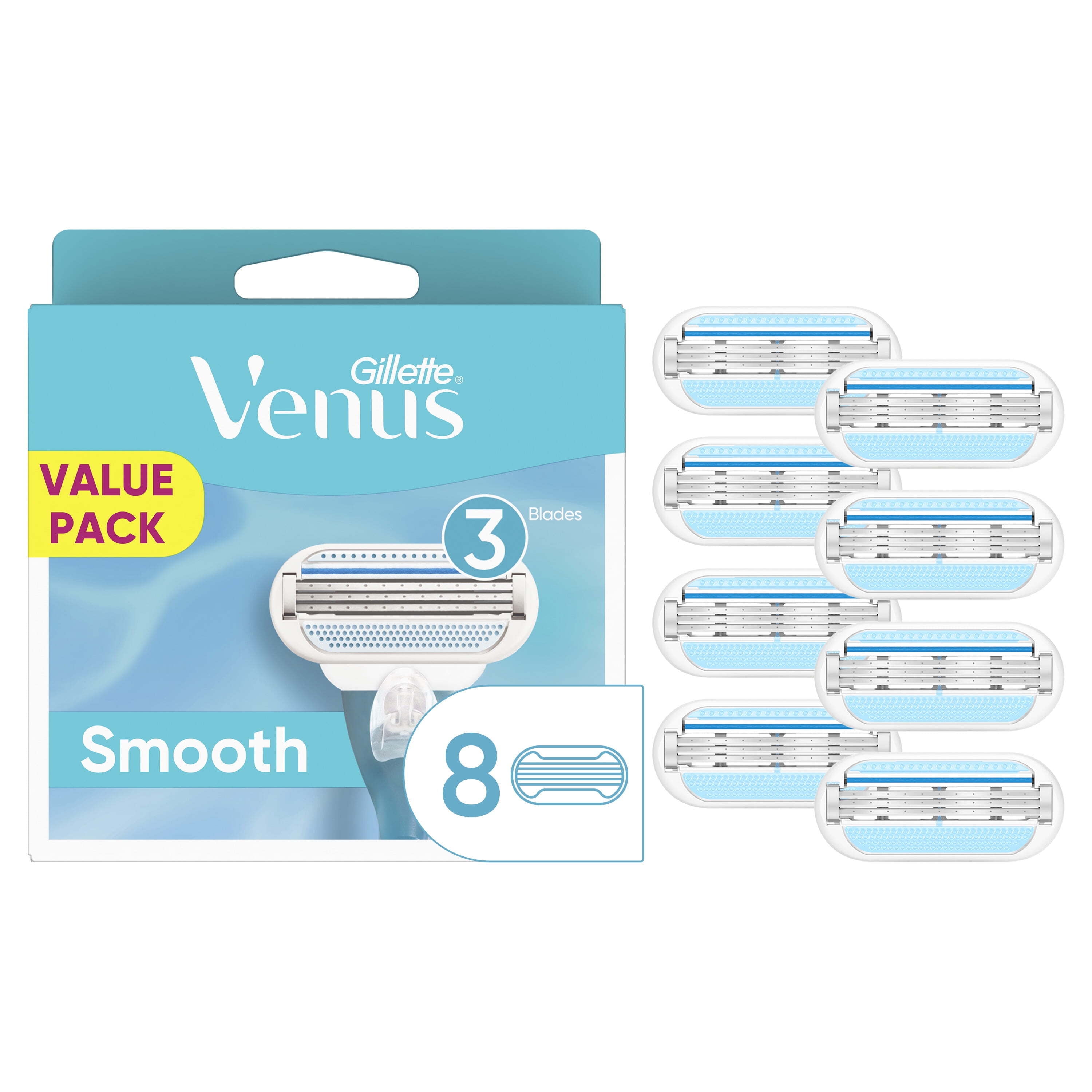 Gillette Venus Smooth Razor Blade Refills for Women, Pivot Heads ...