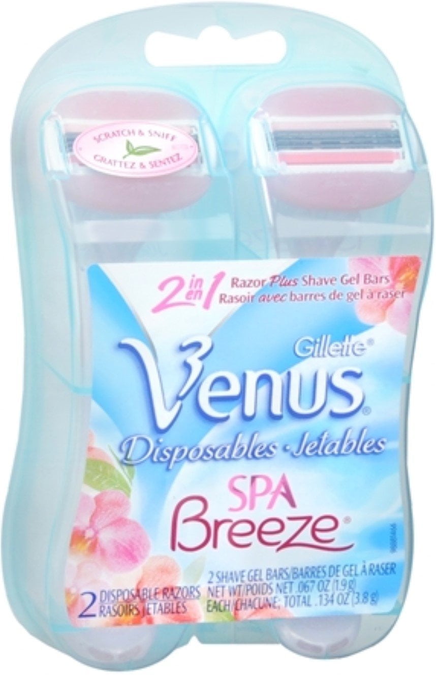 Gillette Venus Spa Breeze 2-in-1 Disposable Razors Plus Shave Gel Bars ...