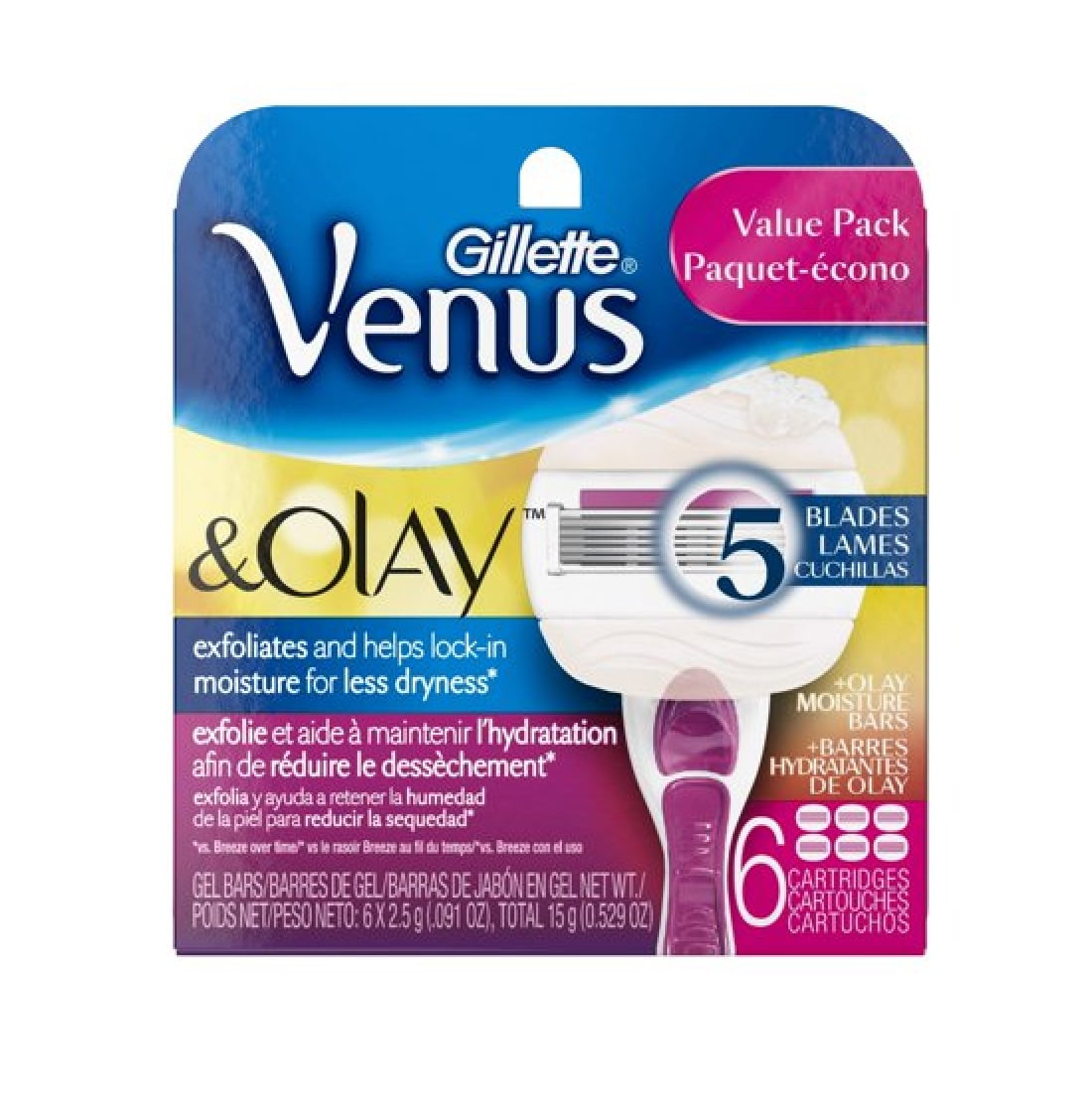 Gillette Venus ComfortGlide with Olay Sugarberry Razor Blades, 5 Blades ...