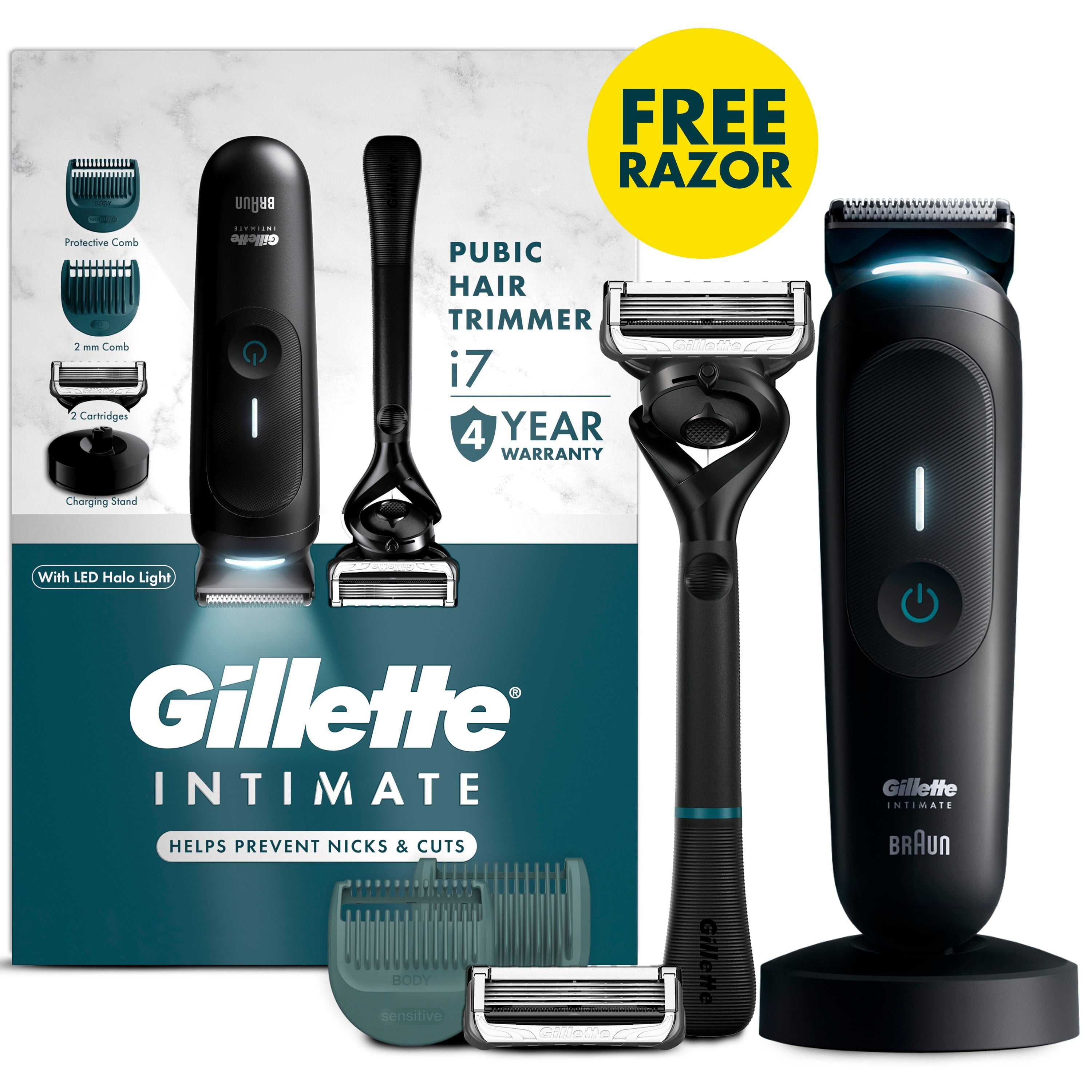 Gillette i7 Intimate Men’s Premium Pubic Hair Trimmer, with Intimate ...