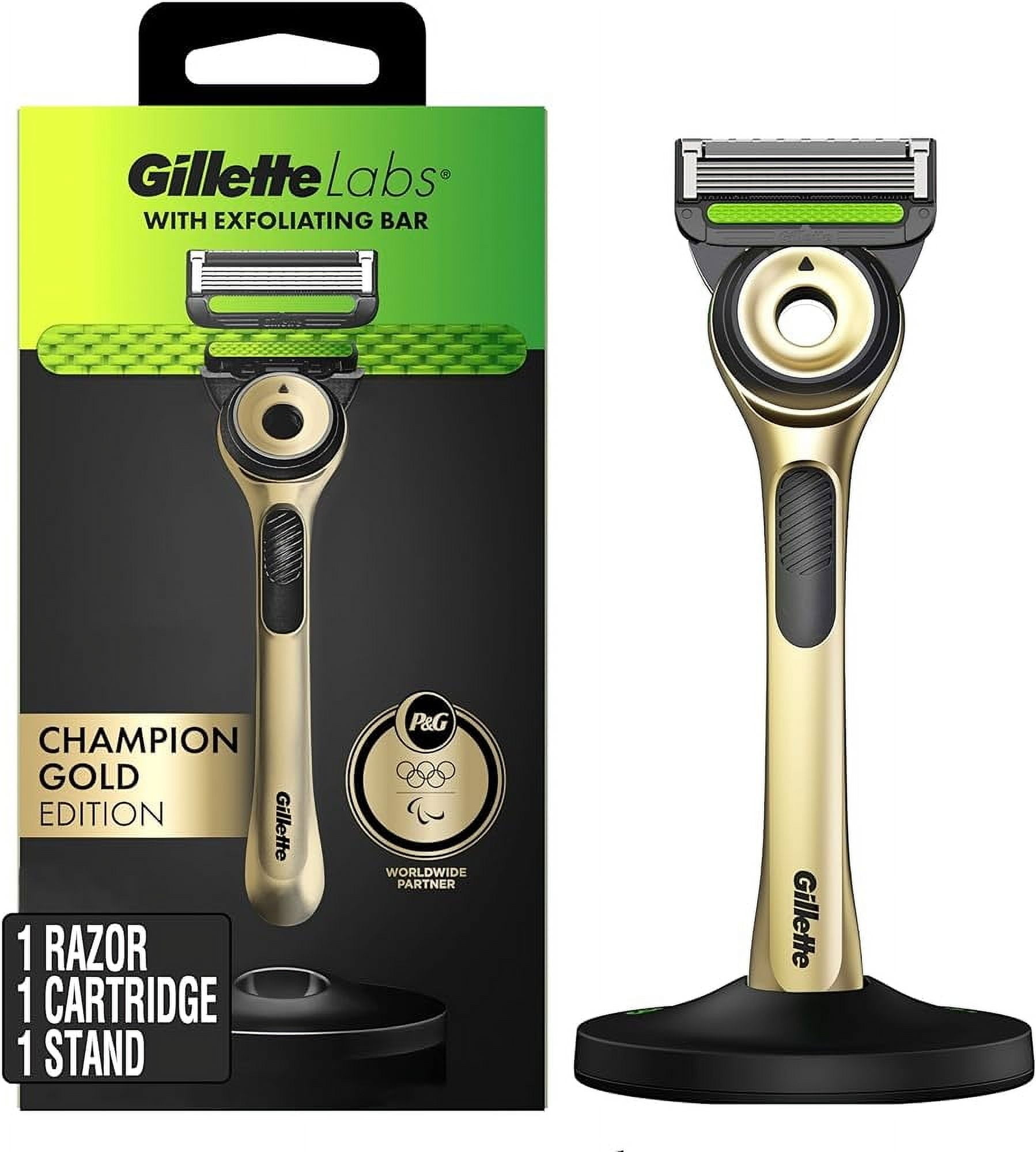 GilletteLabs with Exfoliating Bar Razor for Men, Champion Gold Edition ...