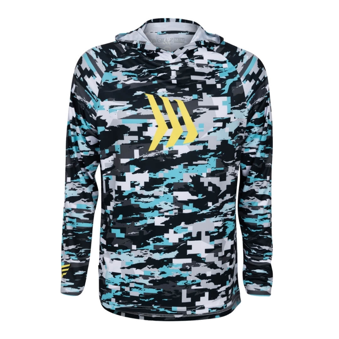 Gillz Contender Series Men's Long Sleeve UV Hoodie, Aruba Blue, UPF 50 ...