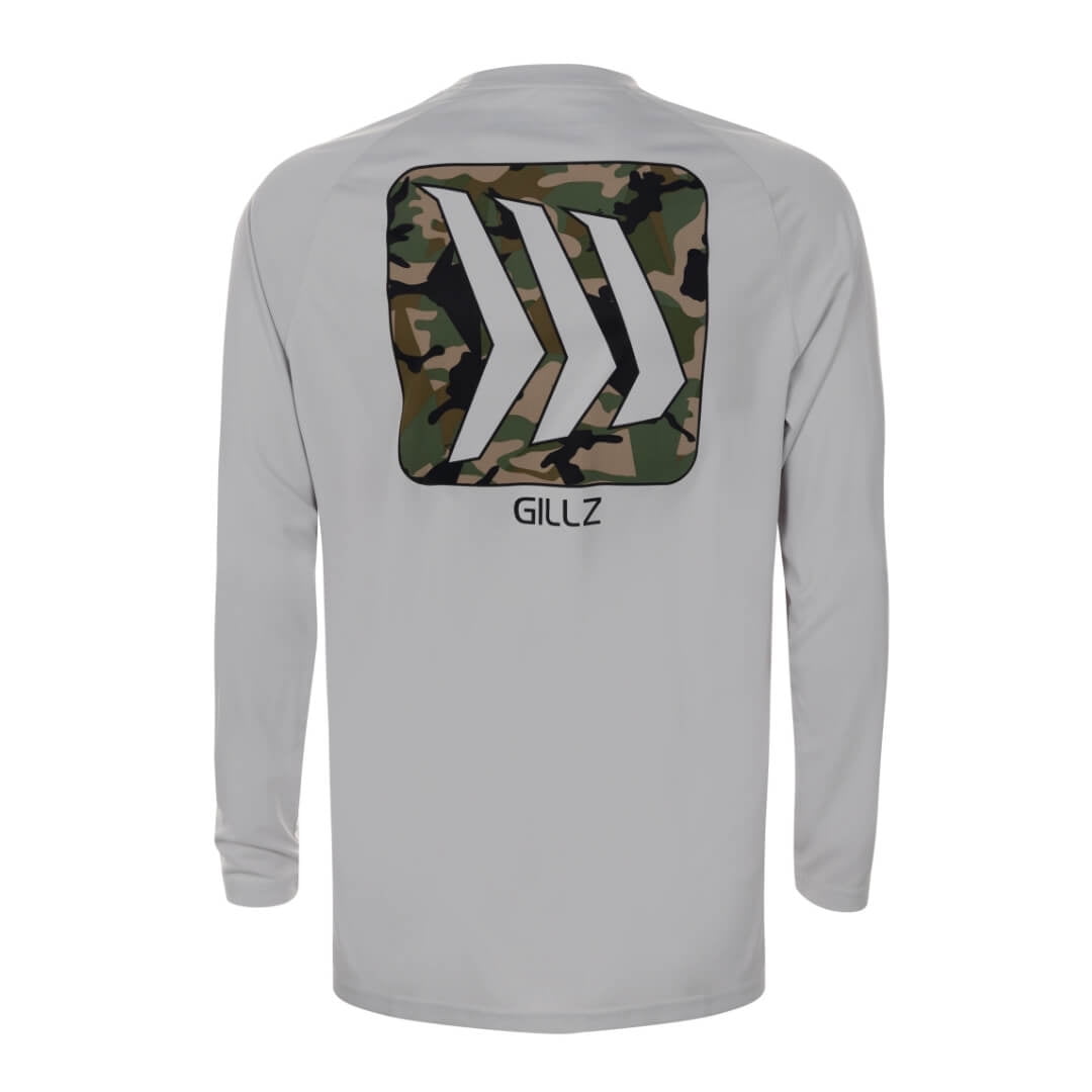 Gillz Men's Glacier Grey Long Sleeve UV Fishing Tee Lightweight ...