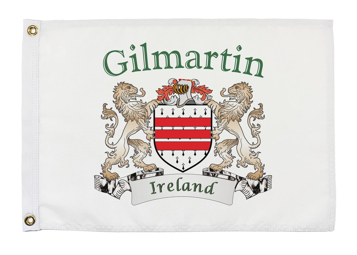 Gilmartin Irish Coat of Arms Small White Flag - 16"x10.5" inches ...