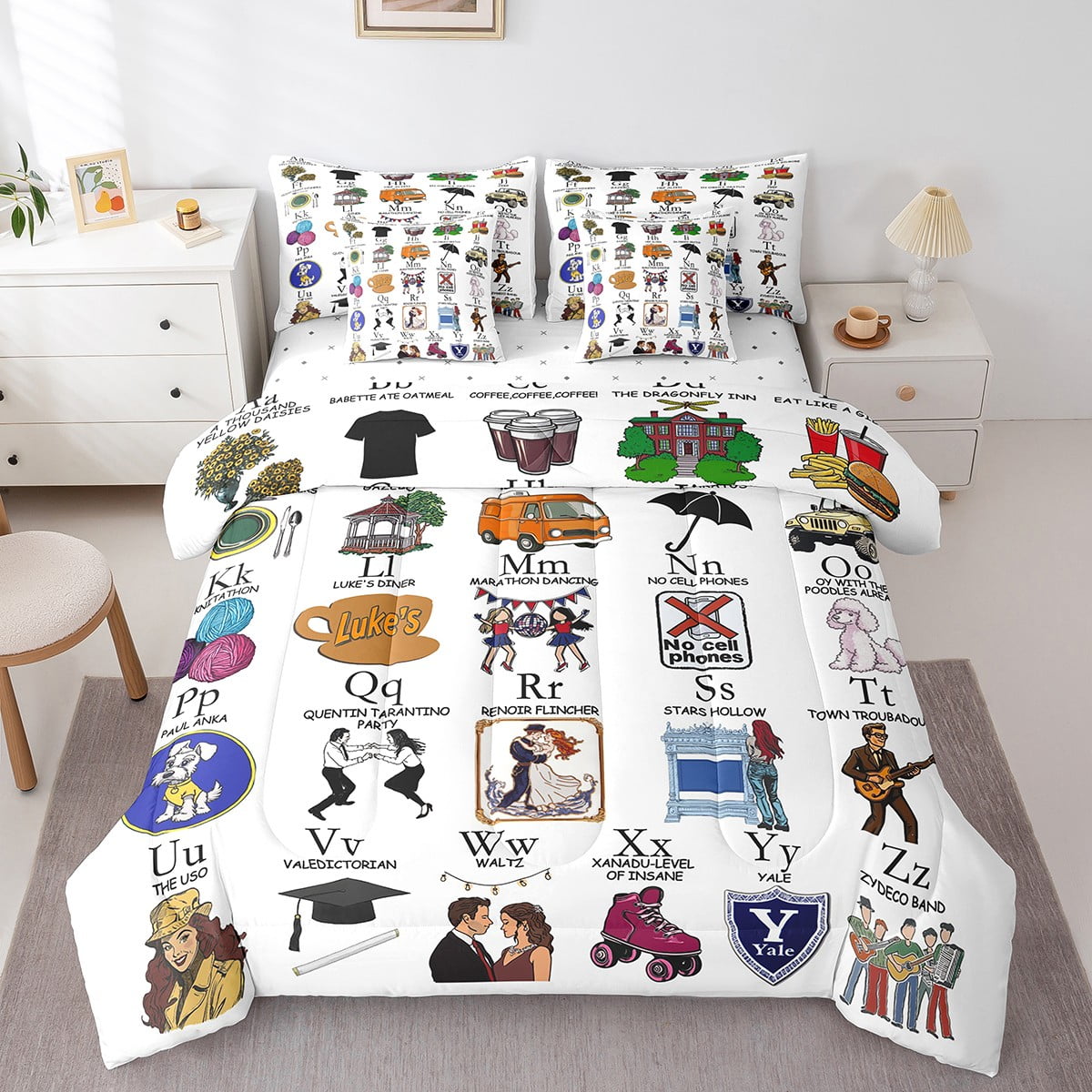 Gilmore and Girl Queen Comforter Set - Cartoon Pattern 7 Piece Kids ...