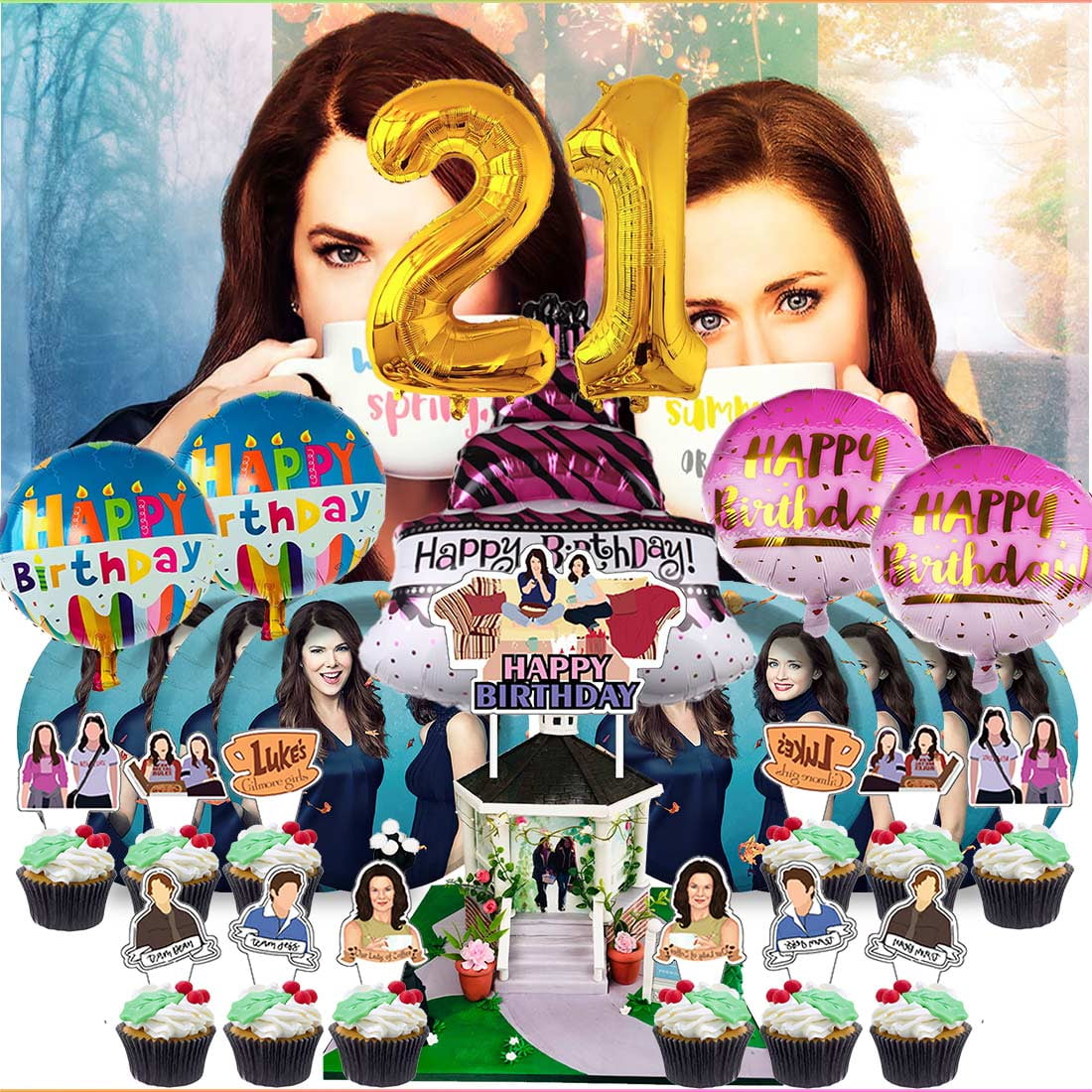 Gilmore Girls 21th Tableware Balloons Cake Toppers Backdrop Banner ...