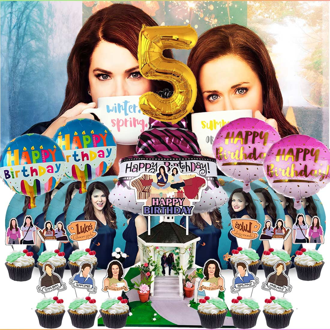 Gilmore Girls 5th Tableware Balloons Cake Toppers Backdrop Banner ...